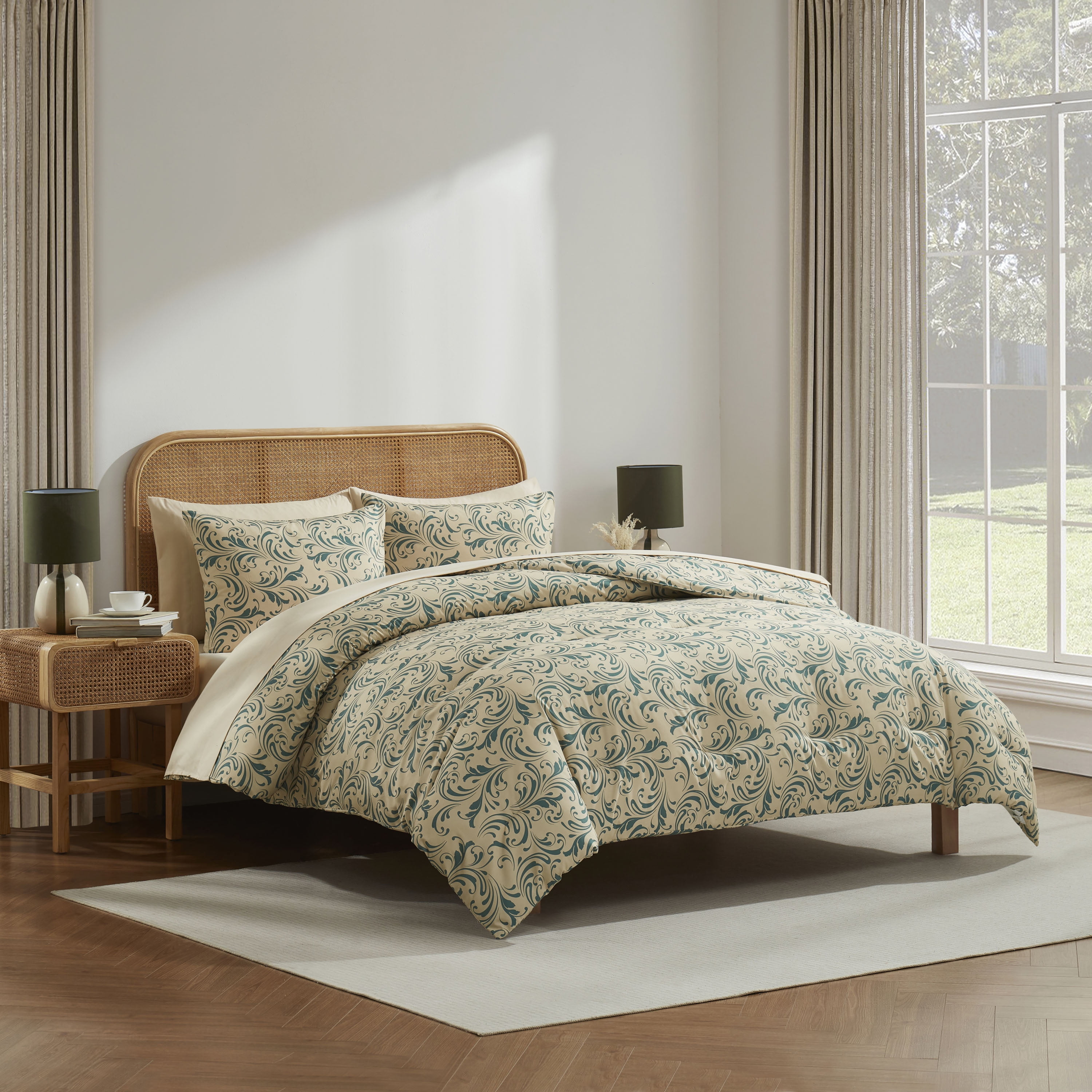 Virtu King Comforter Set, Biomorphic Design King Size Comforter Set, 7-Pc All Season Bedding ...