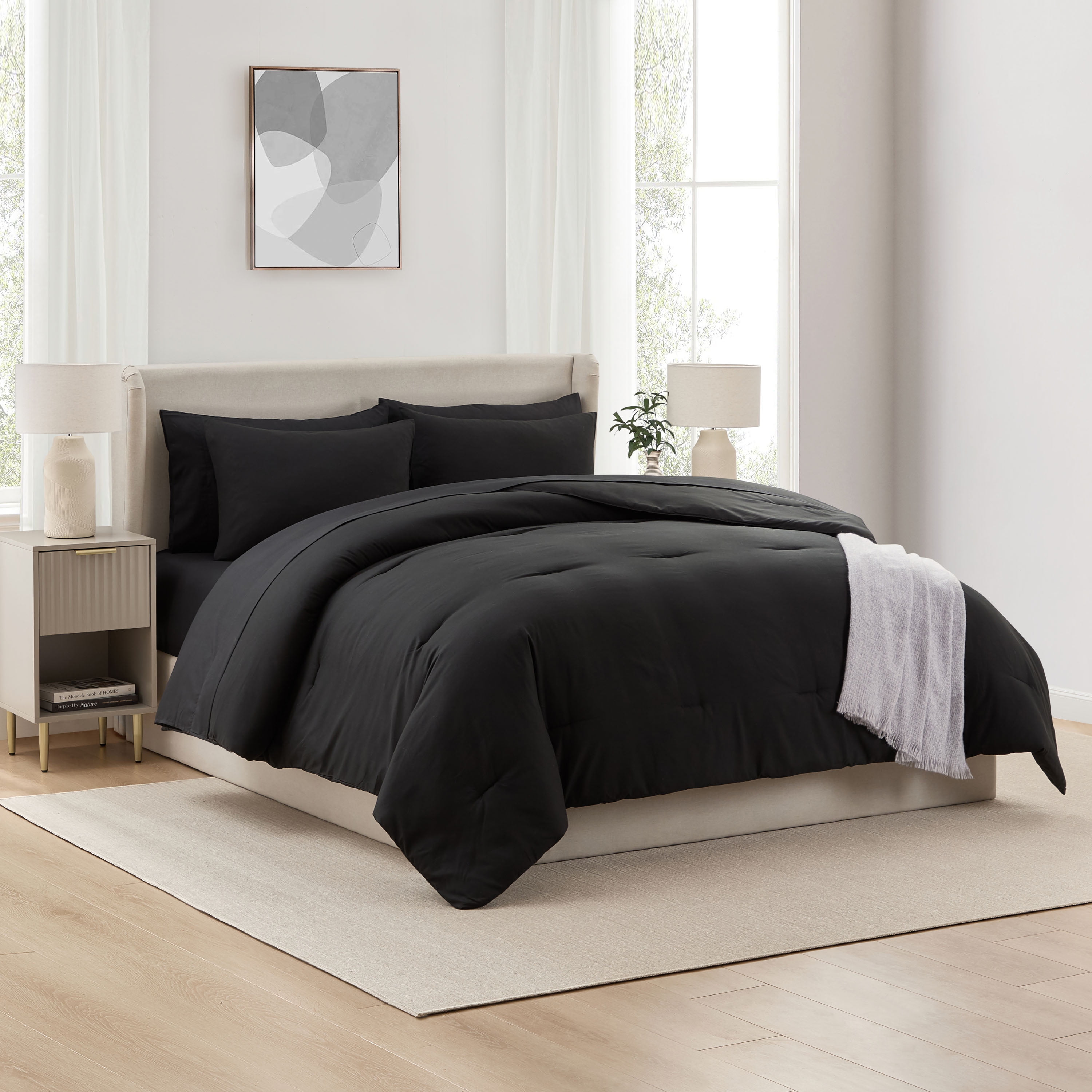 Ravure Queen Comforter Set, 7pc Bed in a Bag, Seamless Bedding ...