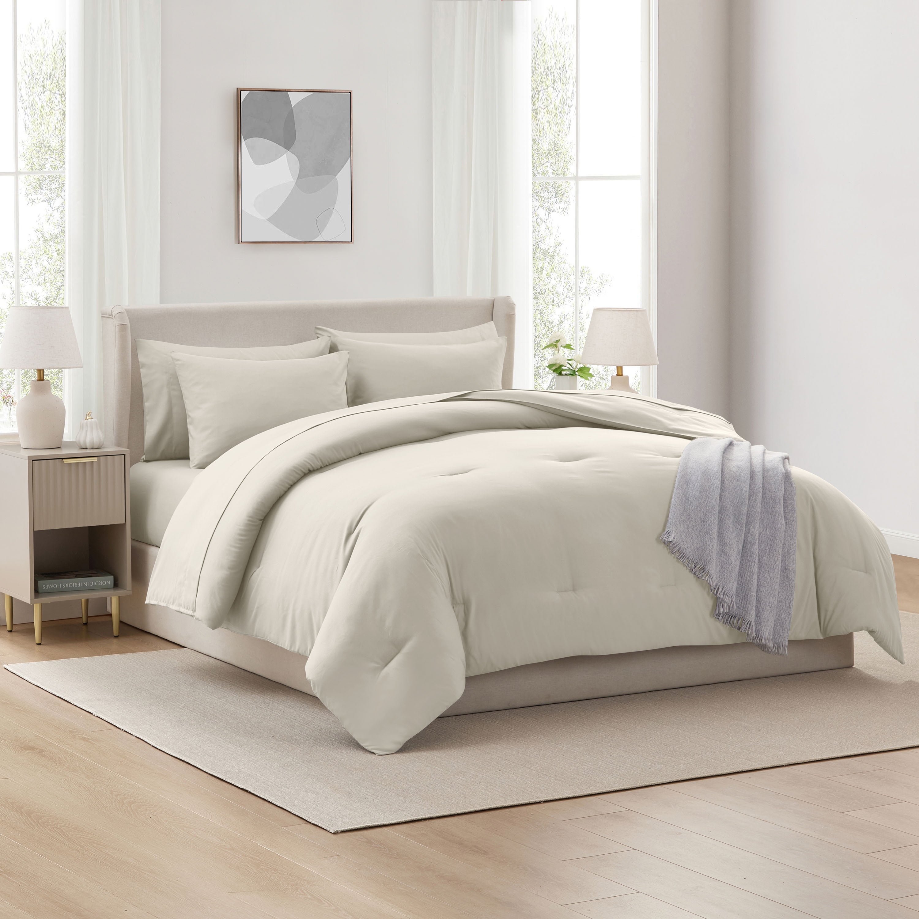 Ravure Queen Comforter Set, 7pc Bed in a Bag, Seamless Bedding ...
