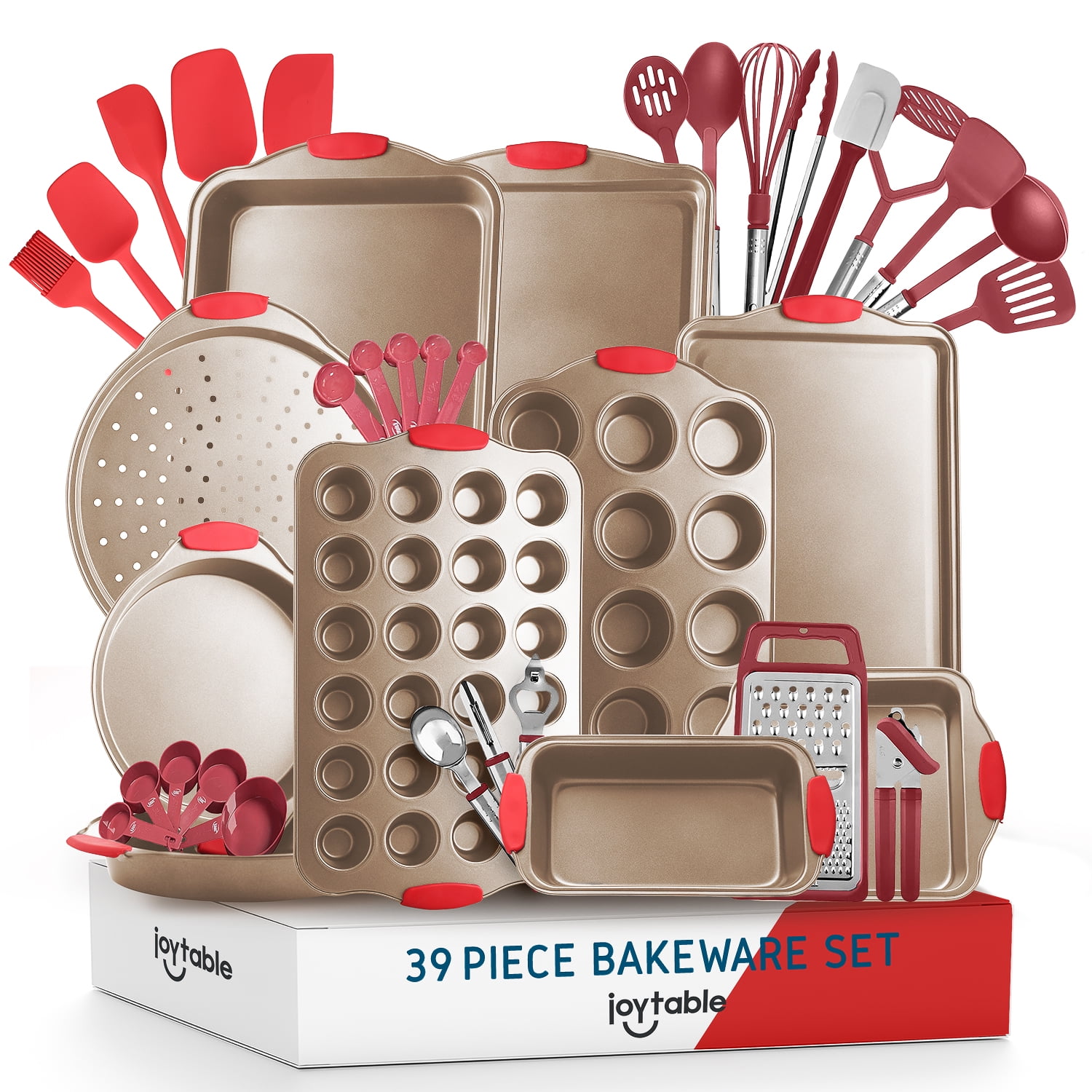 Virtu Nonstick Carbon Steel Bakeware Set, 39pc Brown Baking Pan Set ...