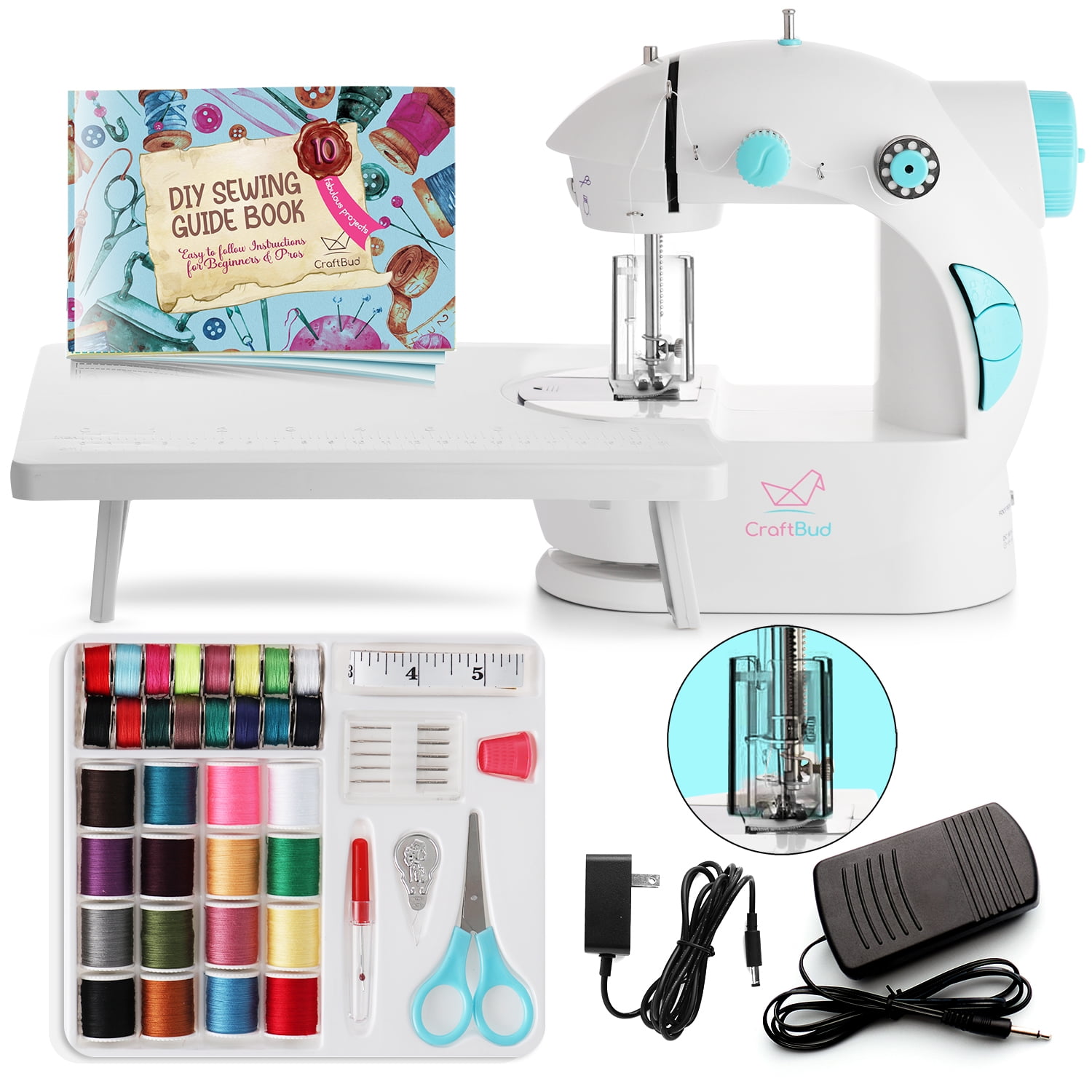 Virtu Sewing Machine Kit for Beginner Kids, Dual Speed Portable Sewing ...