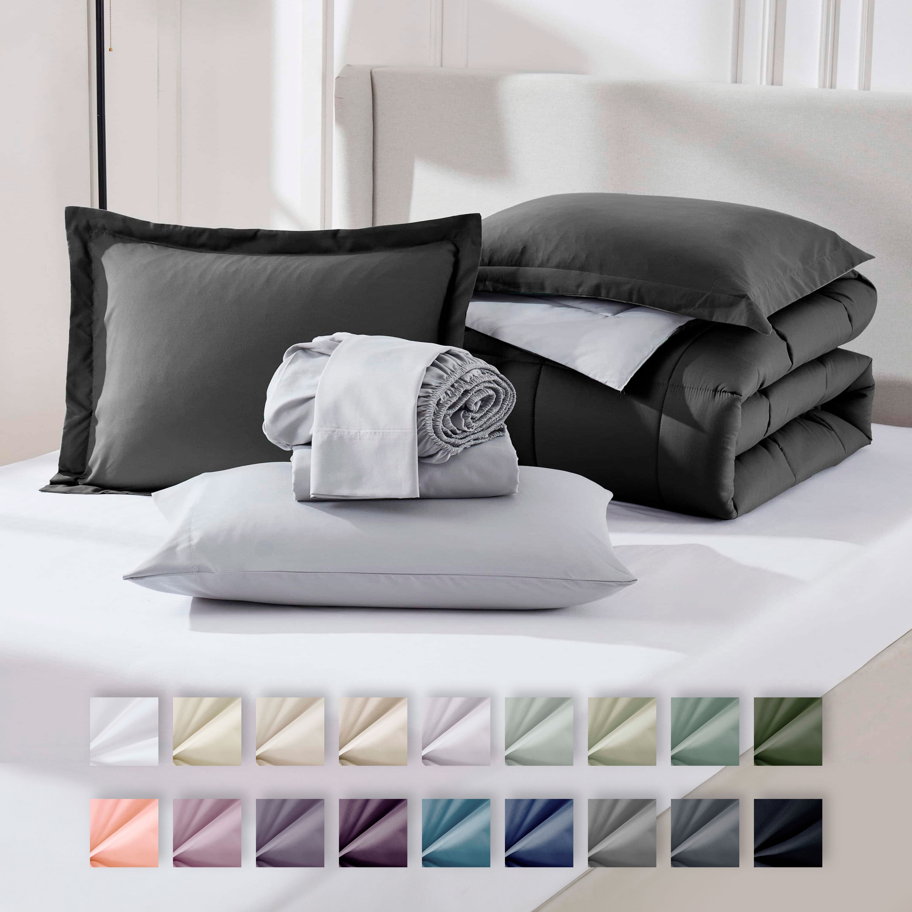 Virtu Twin XL Comforter Set, 7pc Bed in a Bag, Reversible Bedding ...