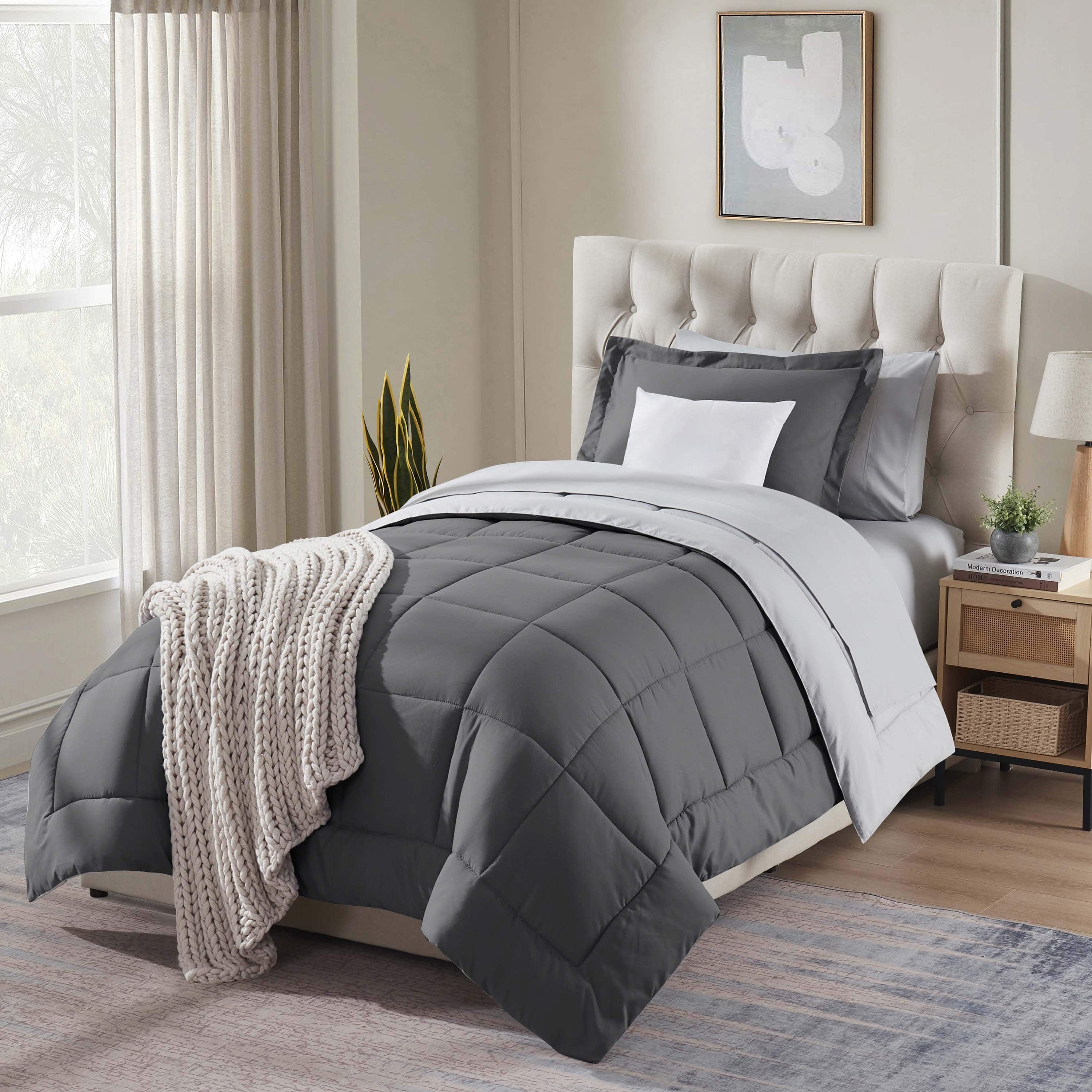 Ravure Twin XL Comforter Sets, 5pc Twin XL Bed in a Bag, Pleated Twin ...