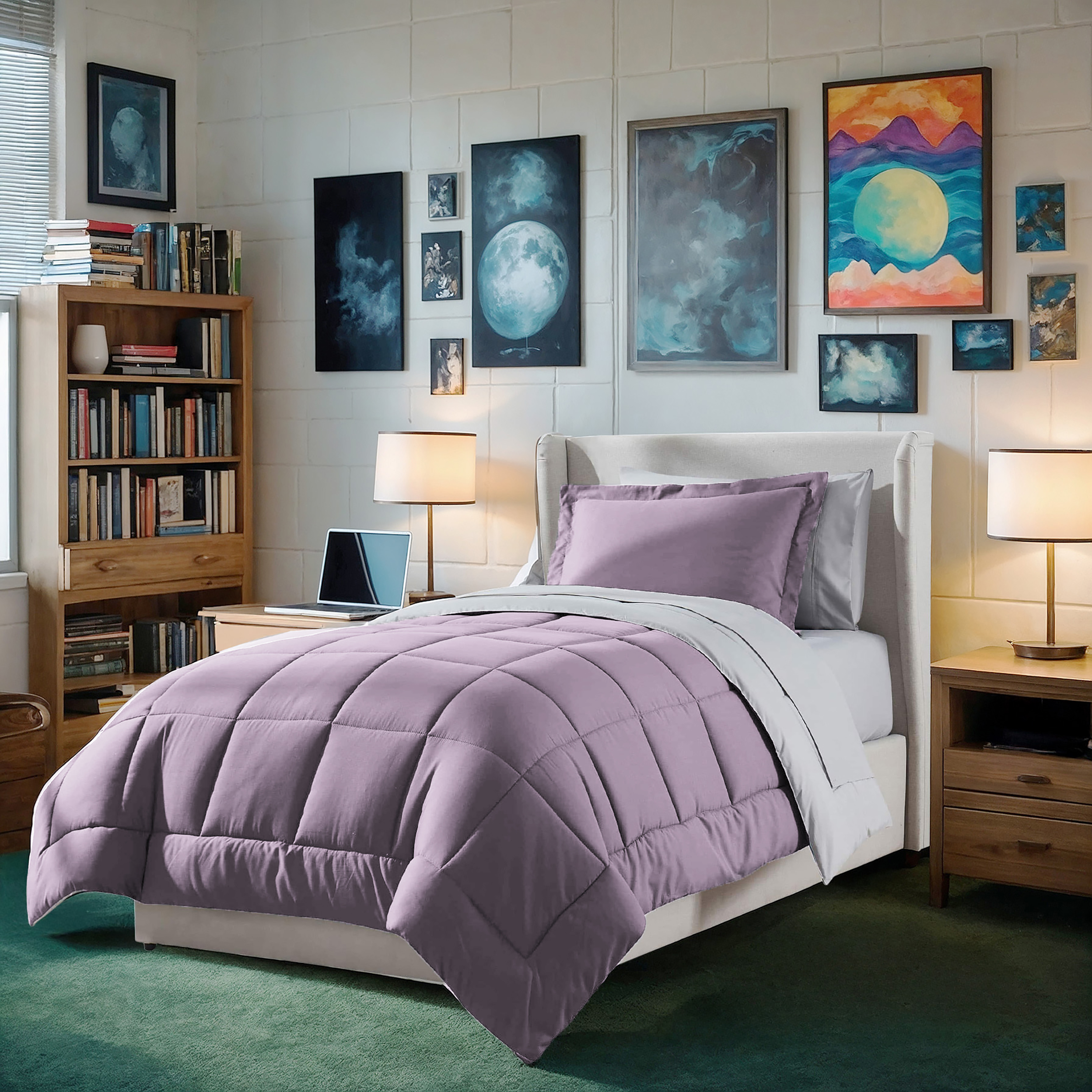 Ravure Twin XL Comforter Sets, 5pc Twin XL Bed in a Bag, Pleated Twin ...