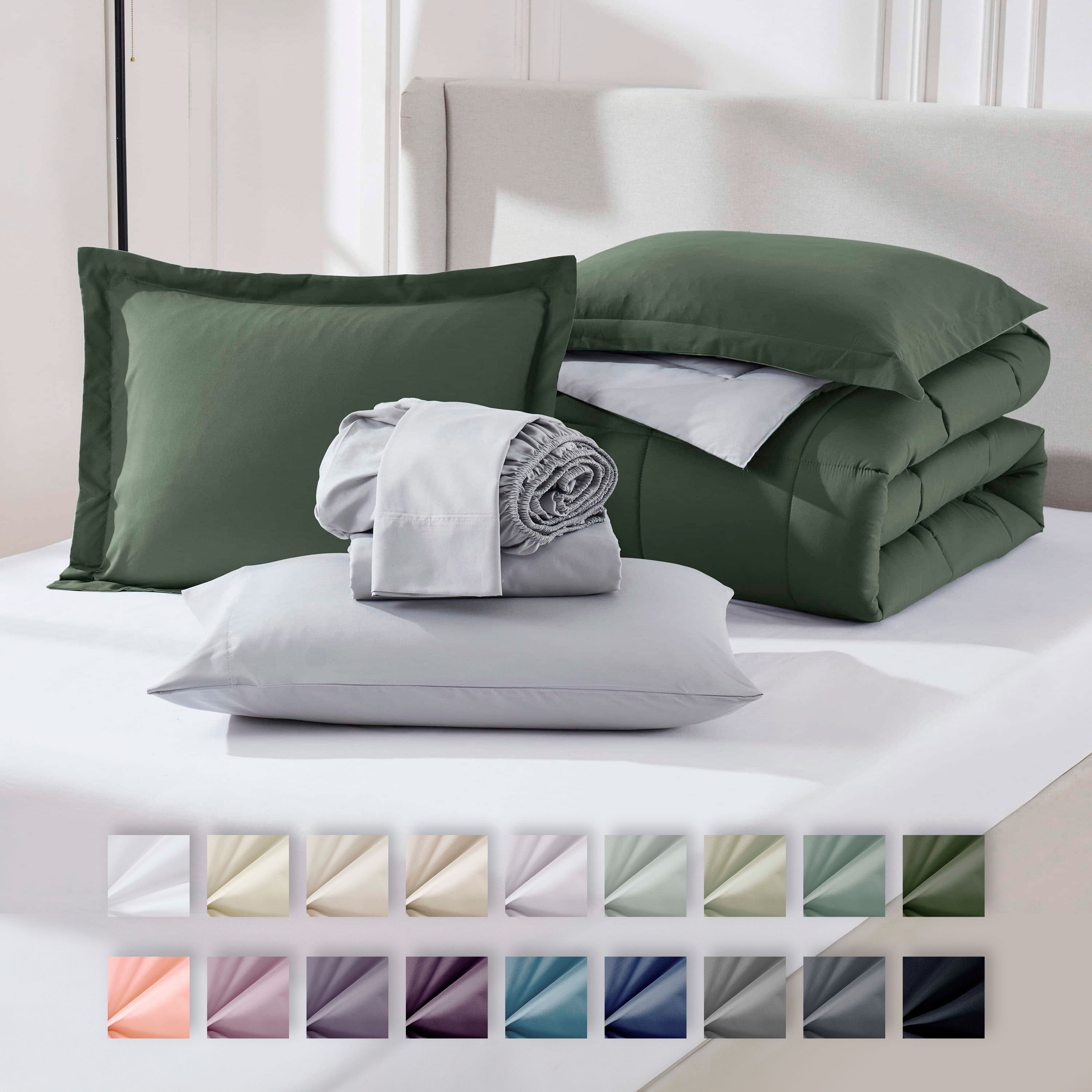 Virtu Twin XL Comforter Set, 7pc Bed in a Bag, Reversible Bedding ...