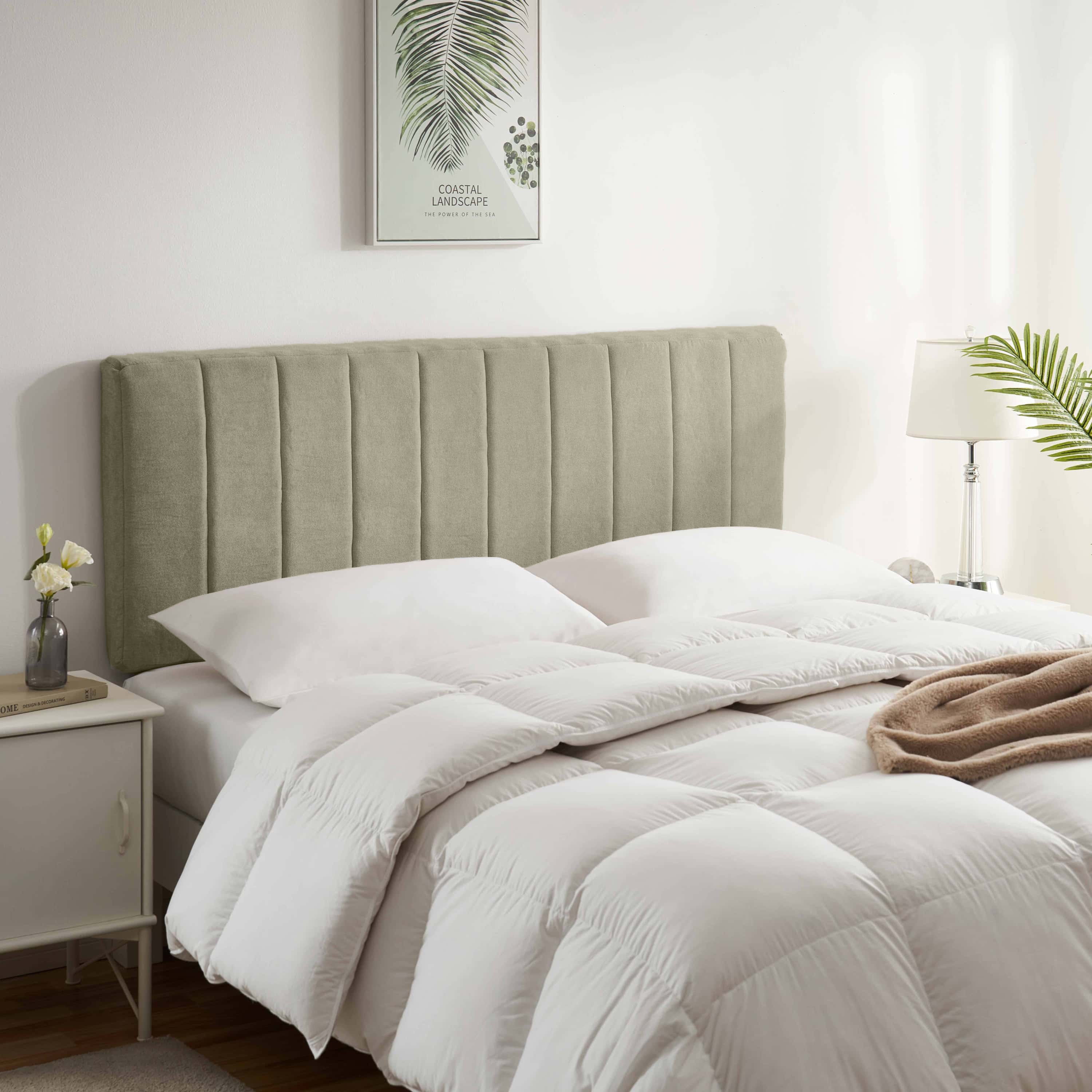 Virtu Upholstered Full Headboard No Tools Required Peel and Stick Bed ...