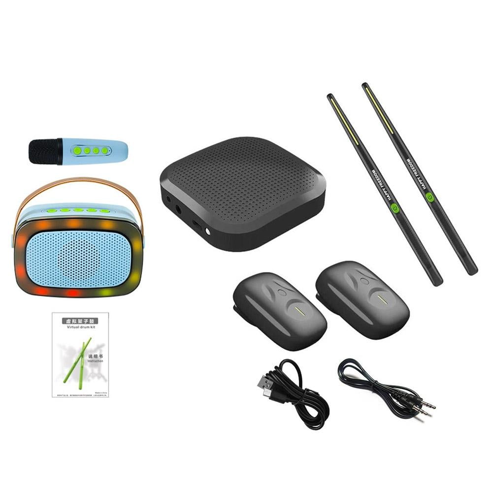 Virtual Drum Set with Bluetooth RGB Drumsticks and Pedals Electronic ...