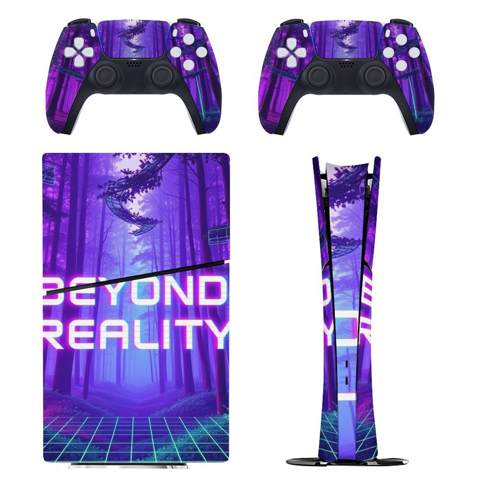 Virtual Forest Neon Cyber Console Skin Bundle for PS5 Pro Slim Disc ...
