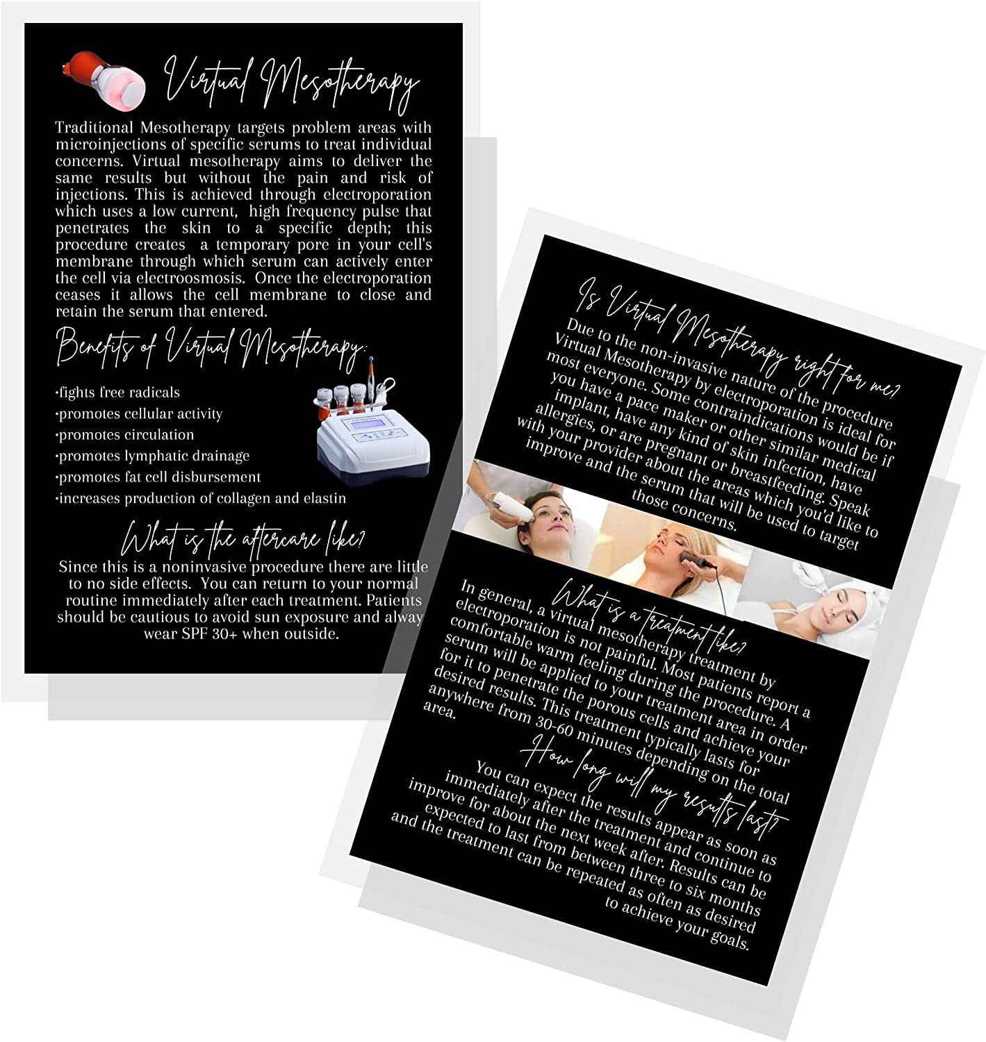 Virtual Mesotherapy Information Card 30 Pack 4x6" inch Postcard Size ...