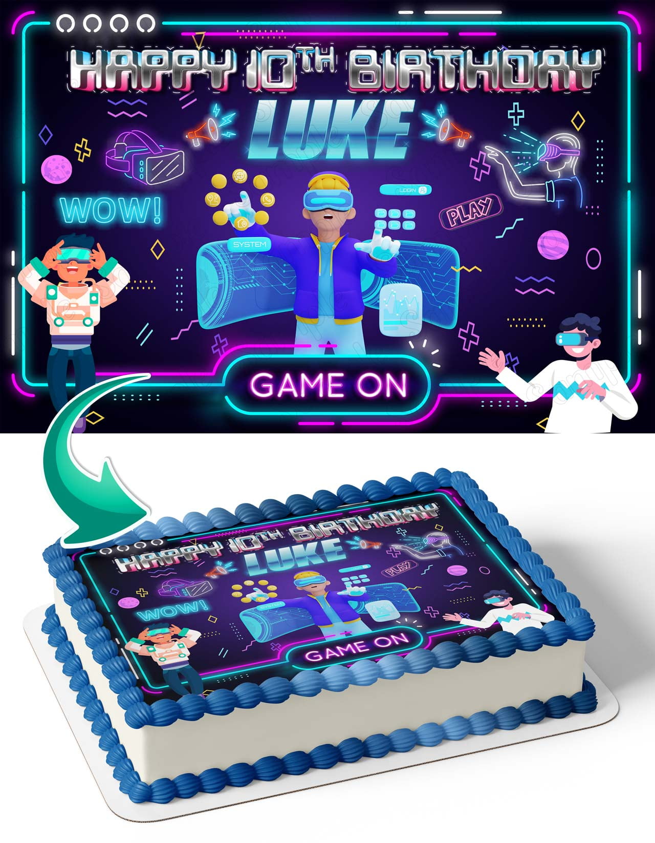 Virtual Reality Game Meta Verse Gamer VR Edible Cake Image Topper ...