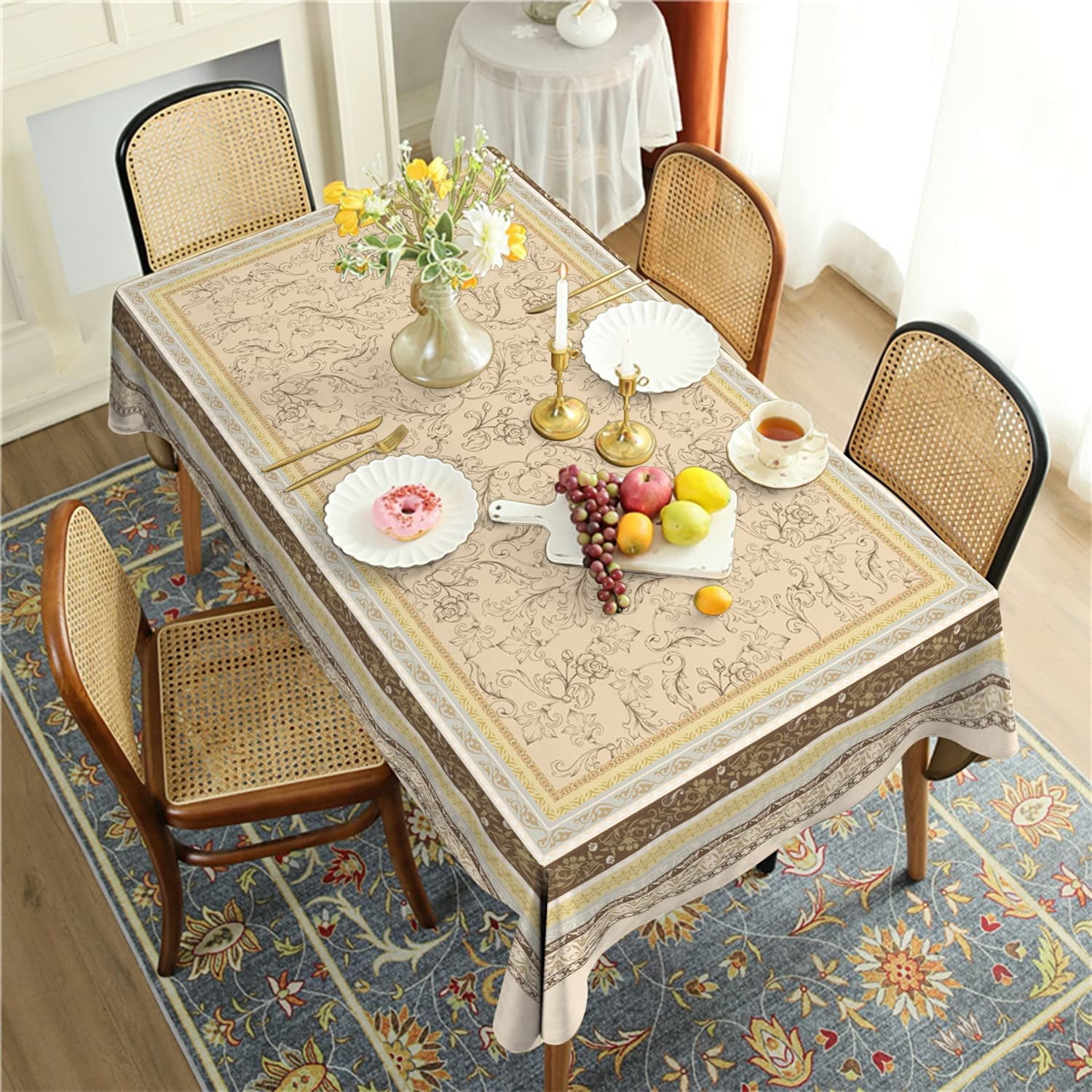 Virtumob Rustic tablecloths for Rectangle Tables Spring Summer Table ...