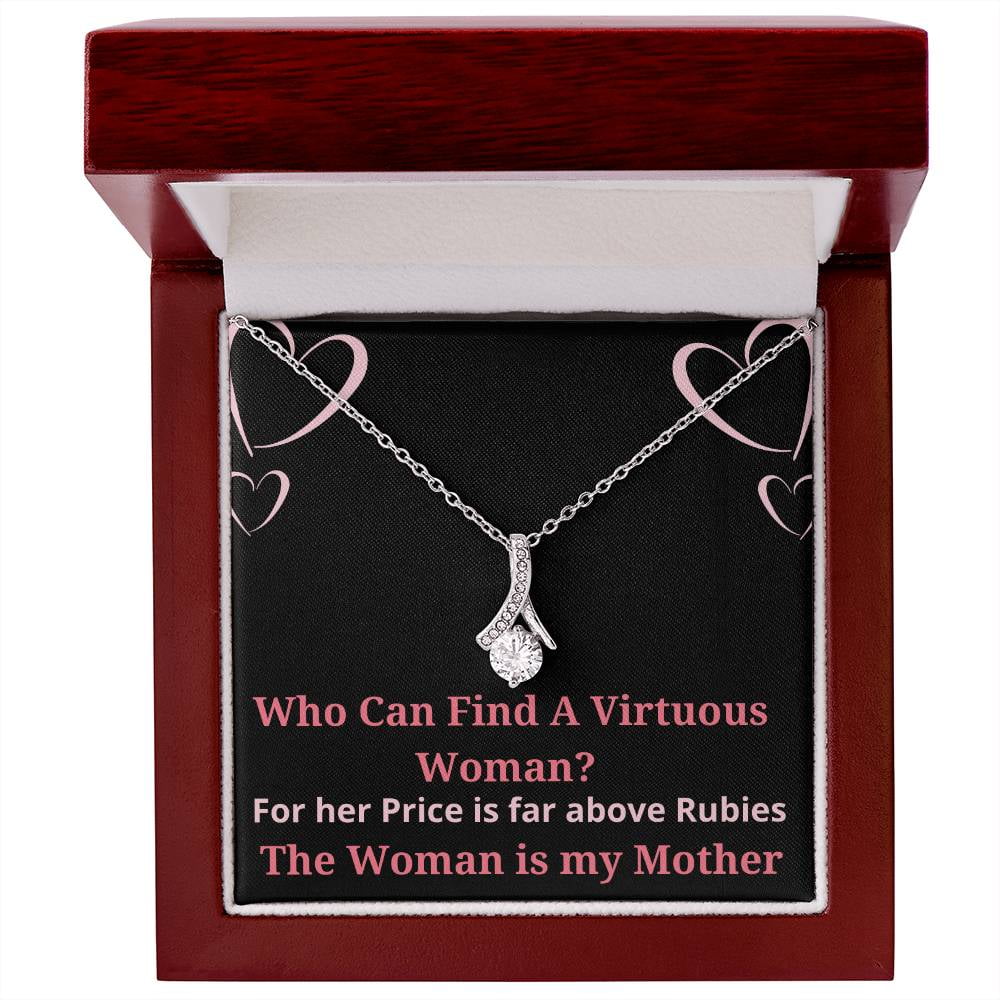 Virtuous WoMan, Alluring Beauty Necklace, 14k White Gold/ 18k Yellow Gold, Gift Box & Message ...
