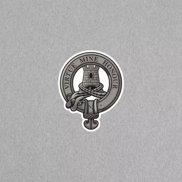 Virtute Mine Honour Clan Crest Sticker - Scottish Heraldry Emblem ...