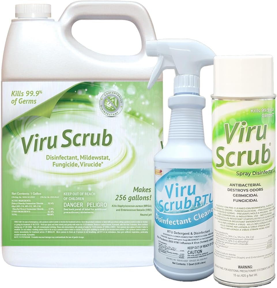 ViruScrub Hospital Grade Disinfectant, Cleaner & Deodorizer Bundle (1 ...