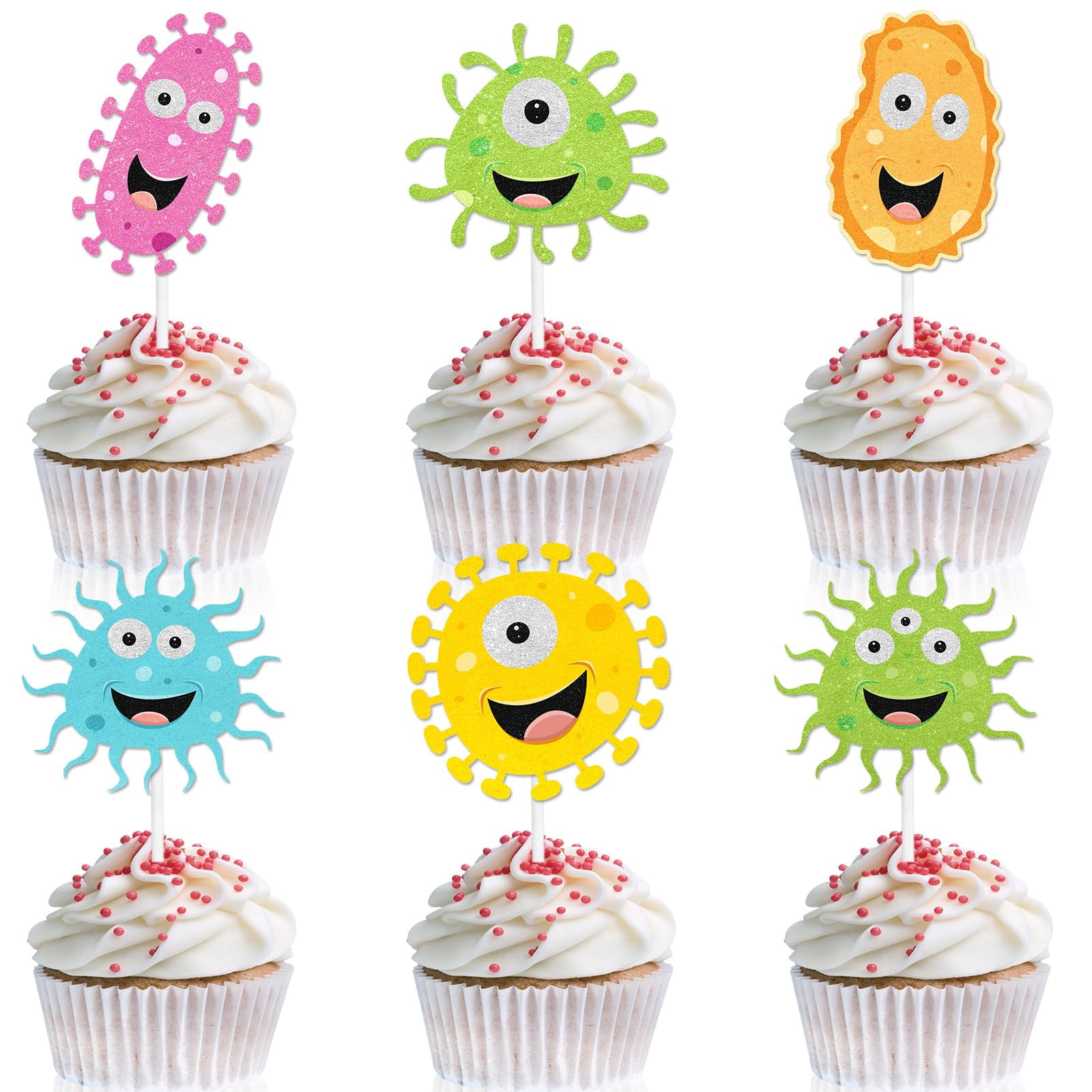 Virus Cupcake Toppers TWE5 Set of 18 Germ Themed Happy Birthday, Boys ...