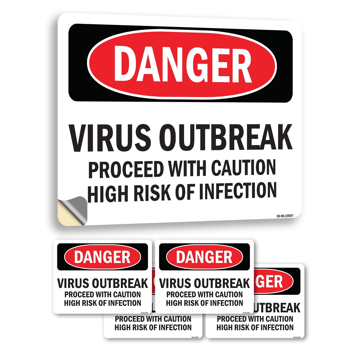 Virus Outbreak OSHA Notice Vinyl Decal Label 5 Inch x 3.5 Inch - 5 Pack ...