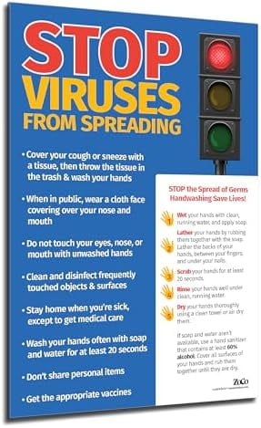 Virus Prevention & How to Wash Hands Poster (5-Pack) – Laminated 12x18 ...