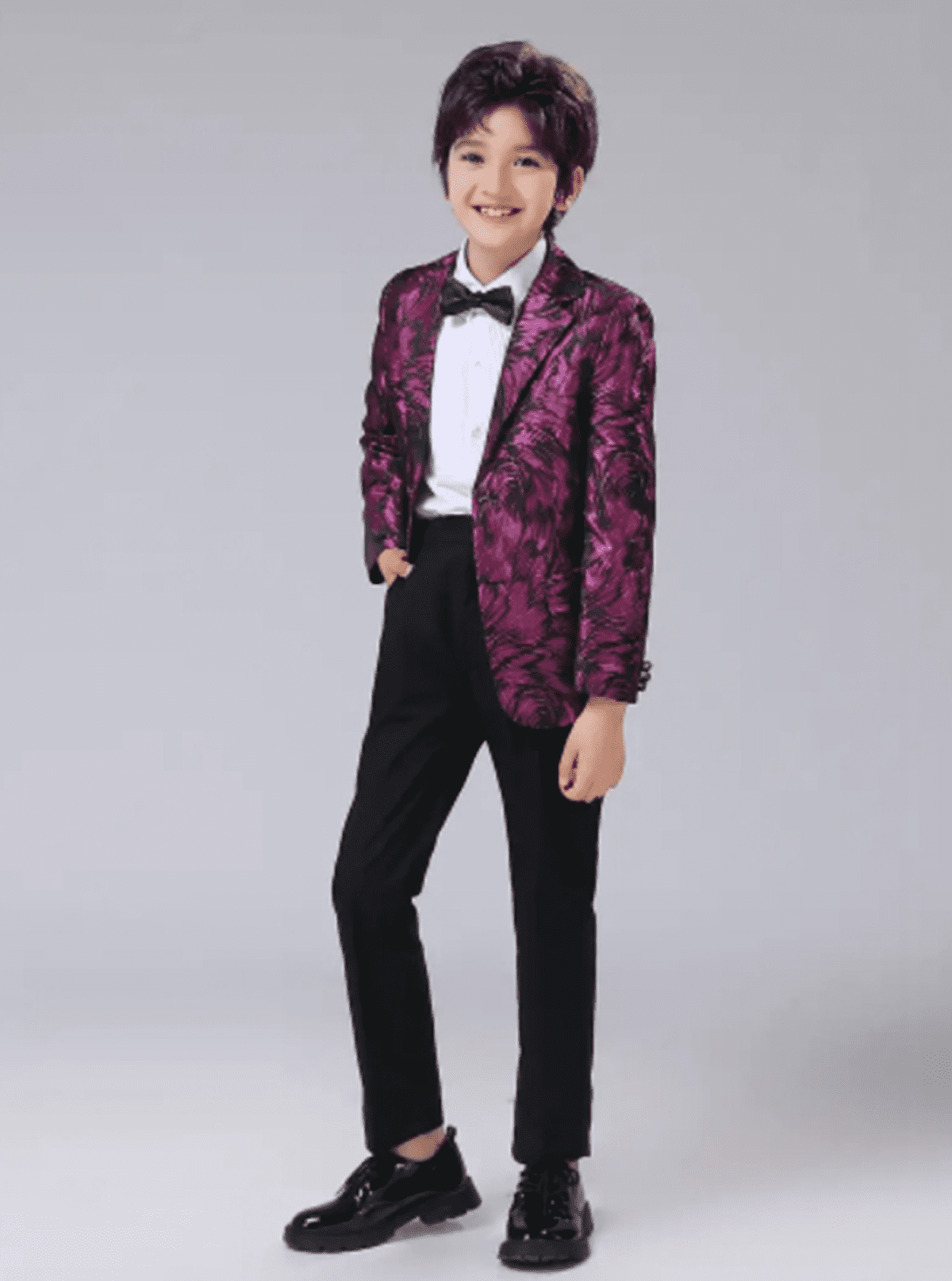 Visaccy Boy's Gentleman 4pcs Suit Set , Feather Pattern Coat, Formal ...