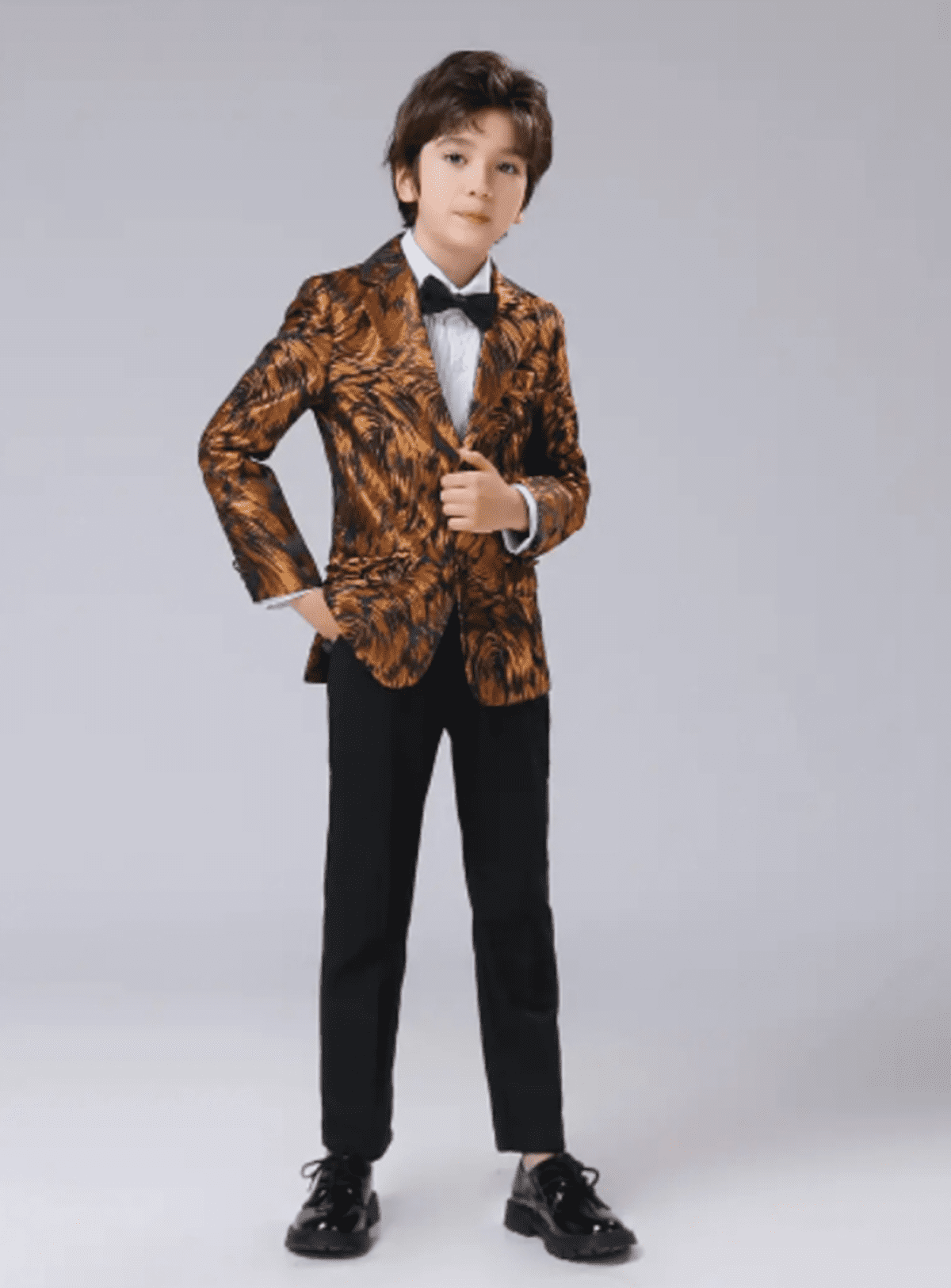 Visaccy Boy's Gentleman 4pcs Suit Set , Feather Pattern Coat, Formal ...