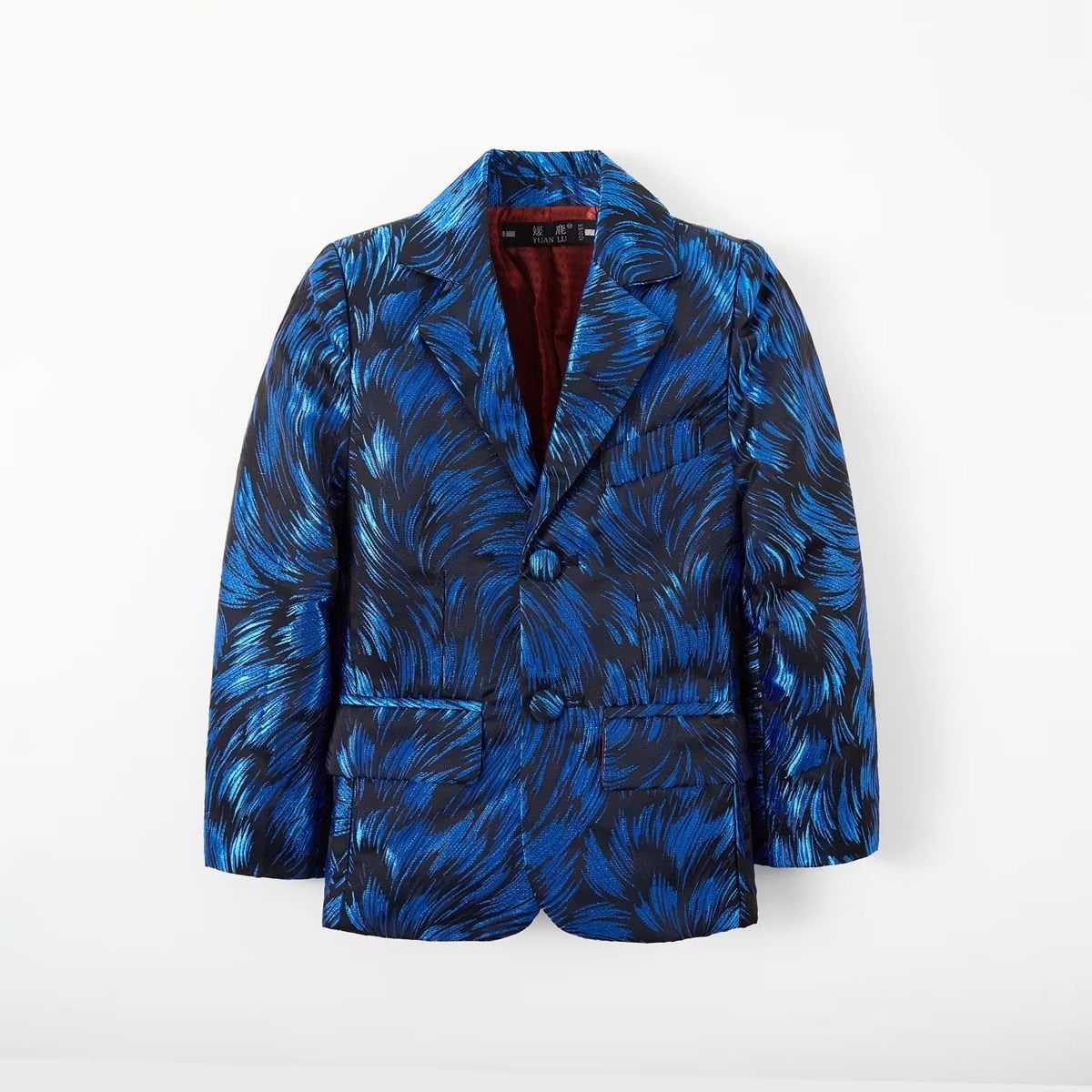 Visaccy Boys' Formal Suits Blazer Embroidered Feather Pattern Toddler ...