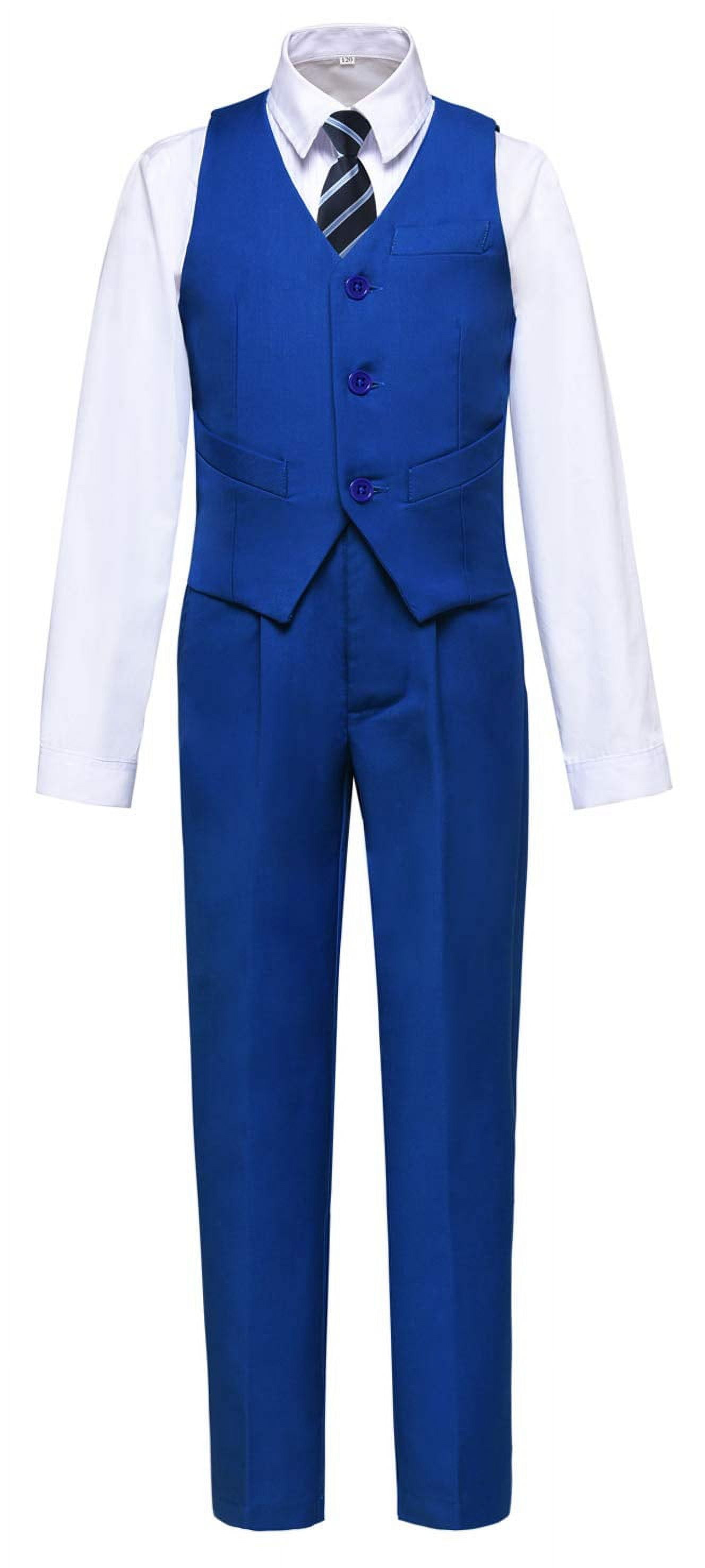 Visaccy Boys Royal Blue Suits Slim Fit Dress Clothes Ring Bearer Outfit ...