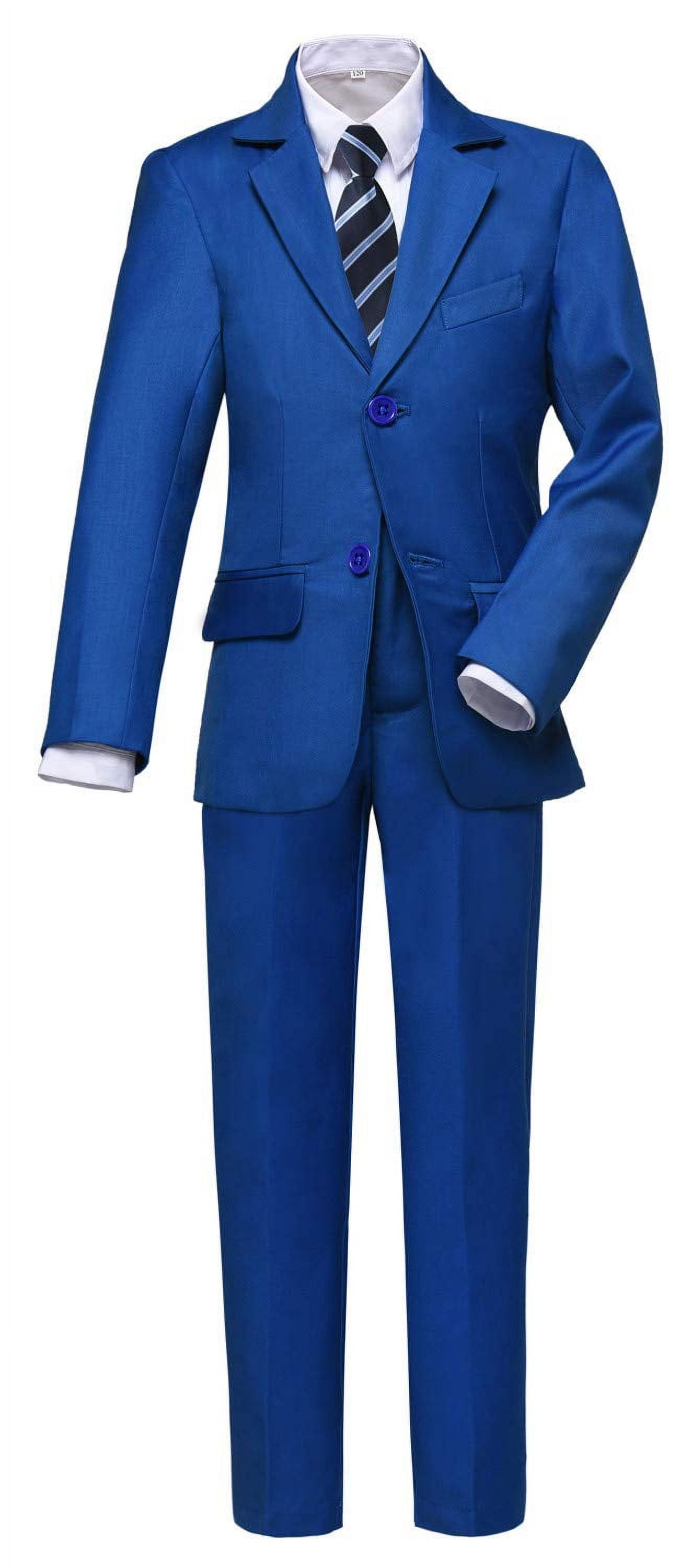 Visaccy Boys Royal blue Suits Slim Fit Dress Clothes Ring Bearer Outfit ...