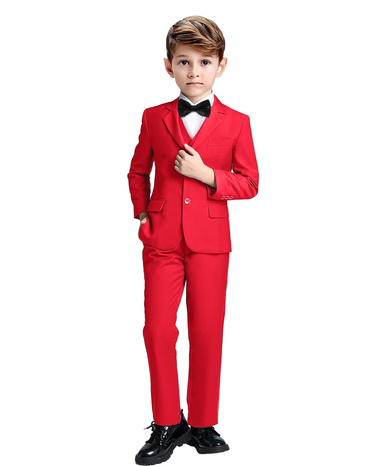 Visaccy Boys Suits Red 5 Pieces Slim Fit Blazer Pants Outfit Suit for ...