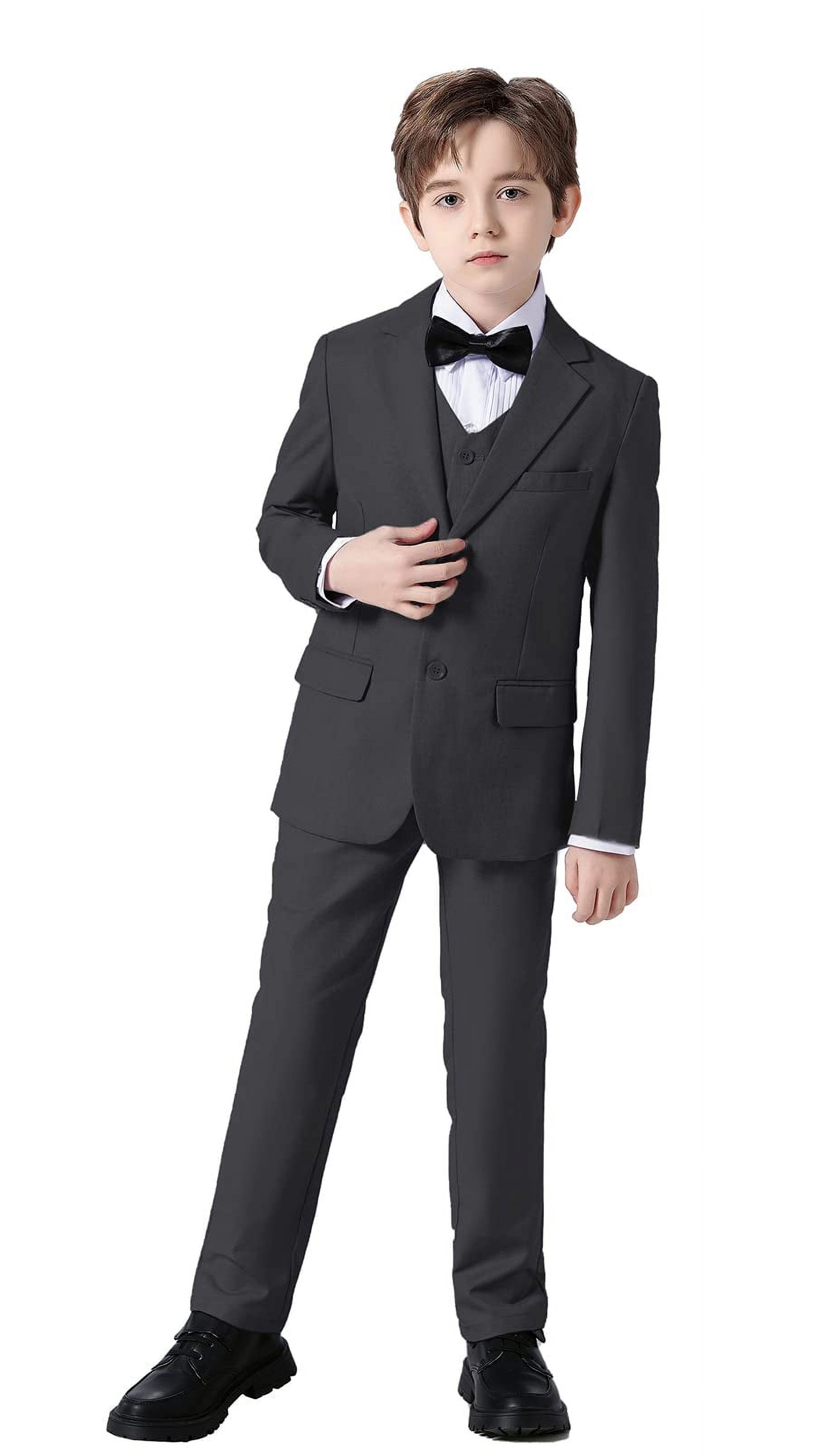 Visaccy Kids Boys' Formal Slim Fit Suit Set, Ring Bearer Outfit Dark ...