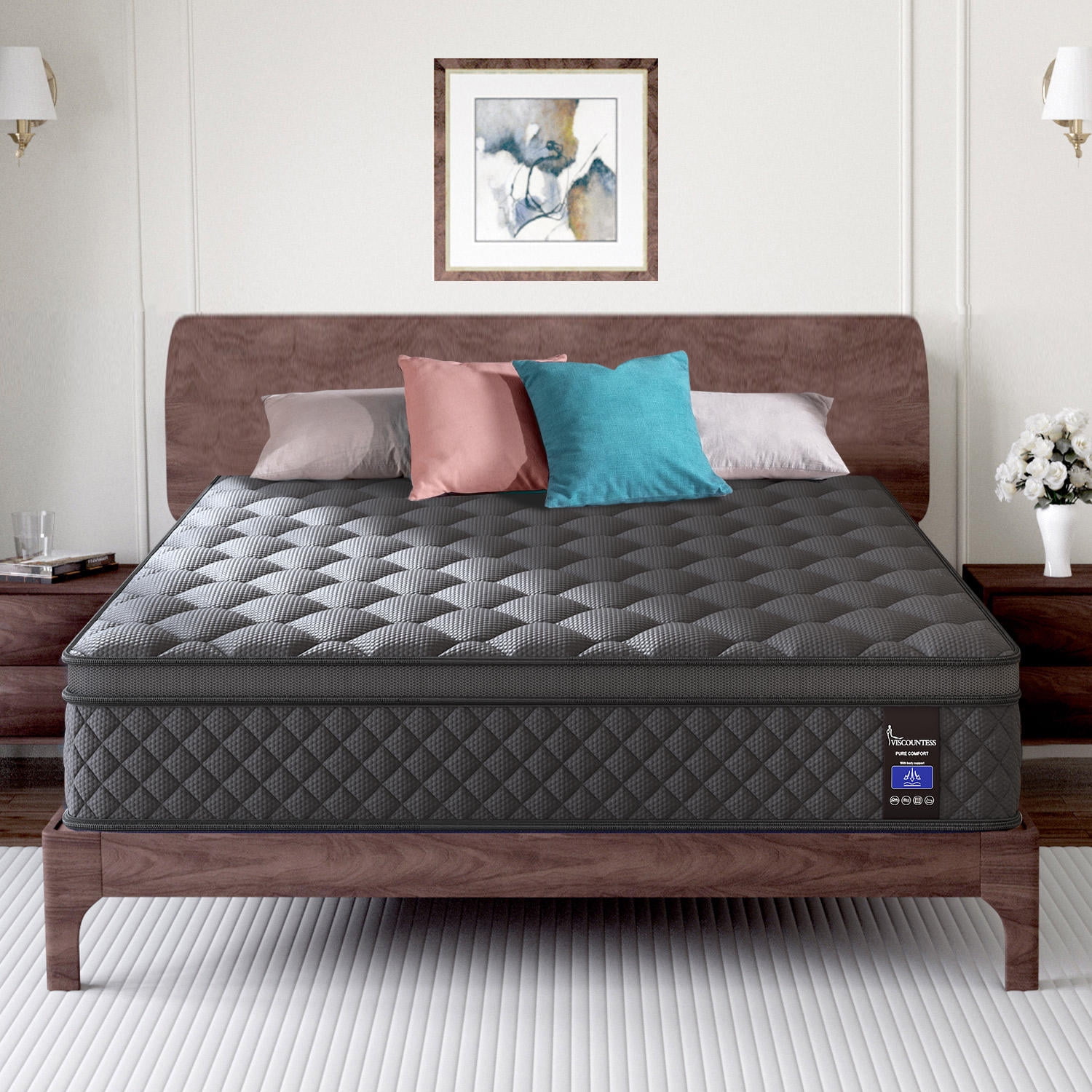 Viscountess 12 Inch Twin Mattress Eurotop with Gel Memory Foam Hybrid ...