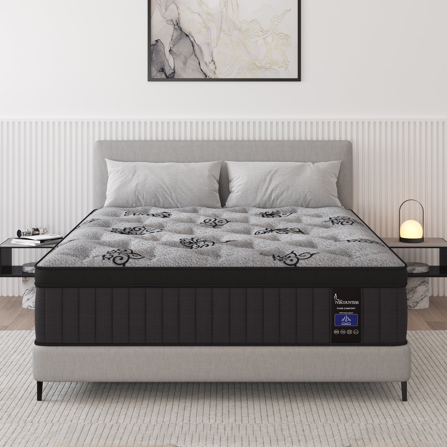 Viscountess 12 inch Queen Mattress Medium Firm Euro Top Gel Menory Foam ...