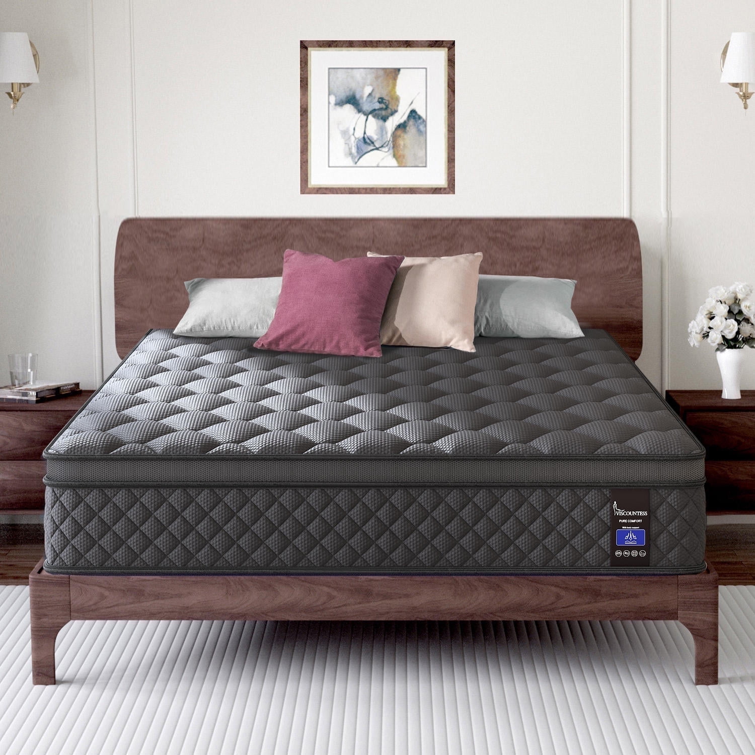 Viscountess King Mattress 10 Inch Hybrid Mattress in a Box Gel Foam ...