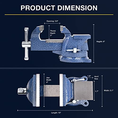 Vise 4", Vice for Workbench with Heavy Duty Forged Steel Construction ...