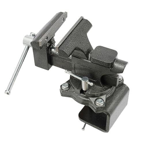 Vise with Clamp, 4.5"/6" Q235 Cast Steel Table Vise, 270° Swivel Base ...