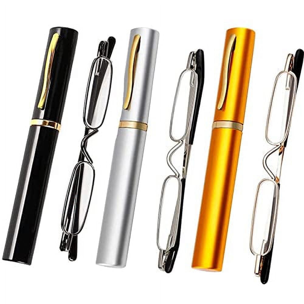 Viseng 3 Pairs Slim Mini Metal Reading Glasses Compact Lightweight