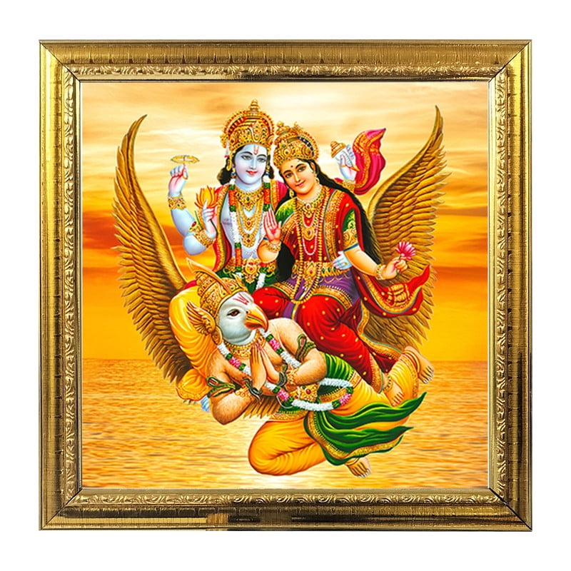 Vishnu Lakshmi Garuda India God Photo Frame for Pooja Hindu Bhagwan ...