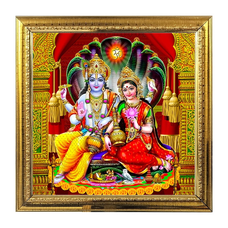 Vishnu Lakshmi India God Photo Frame for Pooja Hindu Bhagwan Devi Devta ...