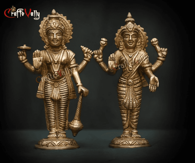 Vishnu Lakshmi statue, 17.5 CM Vishnu Laxmi Idol, standing Vishnu ...
