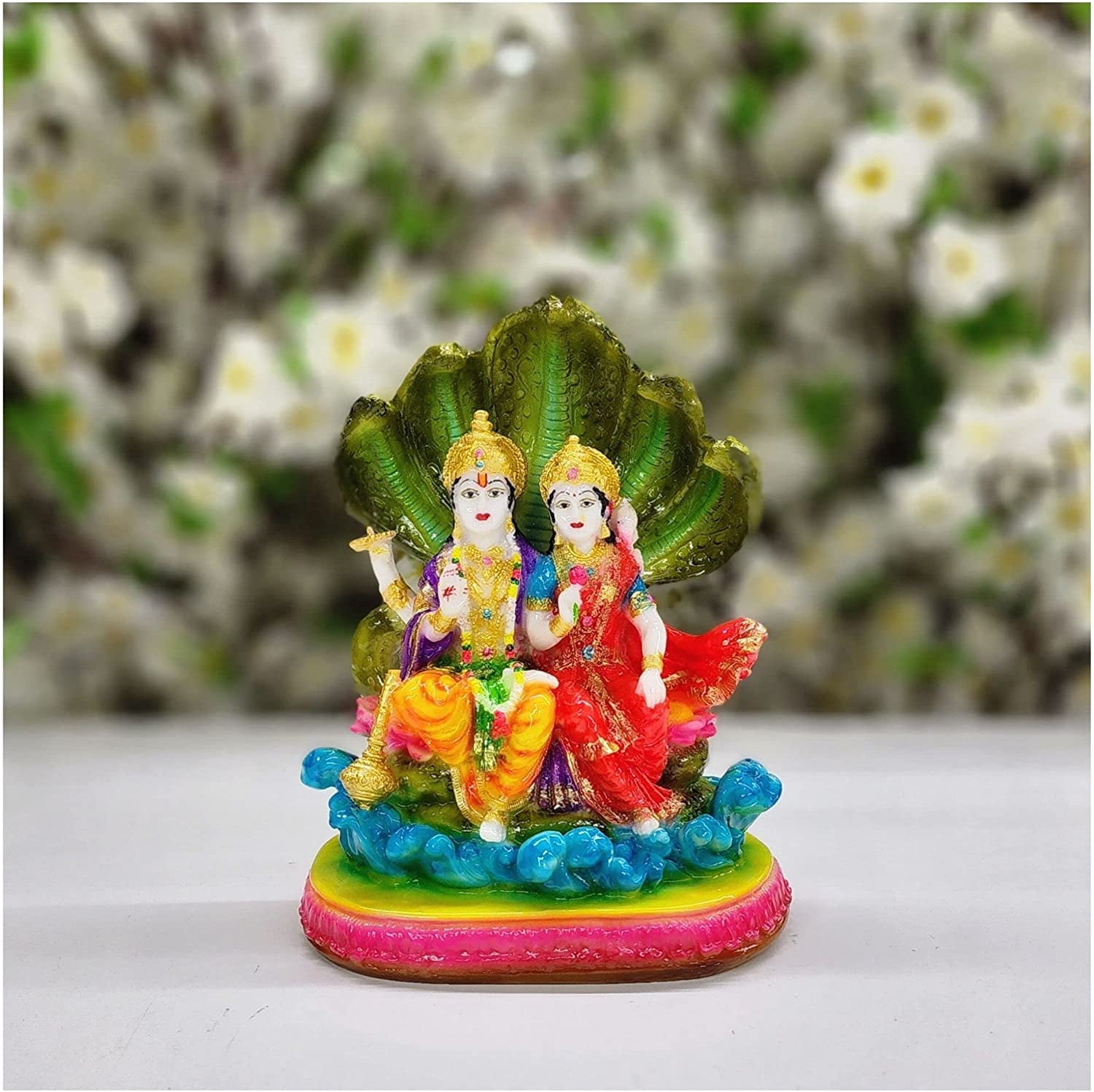Vishnu Laxmi Statue in Resin Lord Vishnu with Lakshmi Sculpture Hindu ...