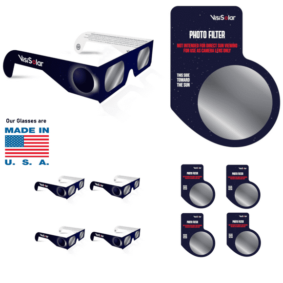 VisiSolar Solar Eclipse Glasses NASA Approved and Smartphone Photo Lens ...