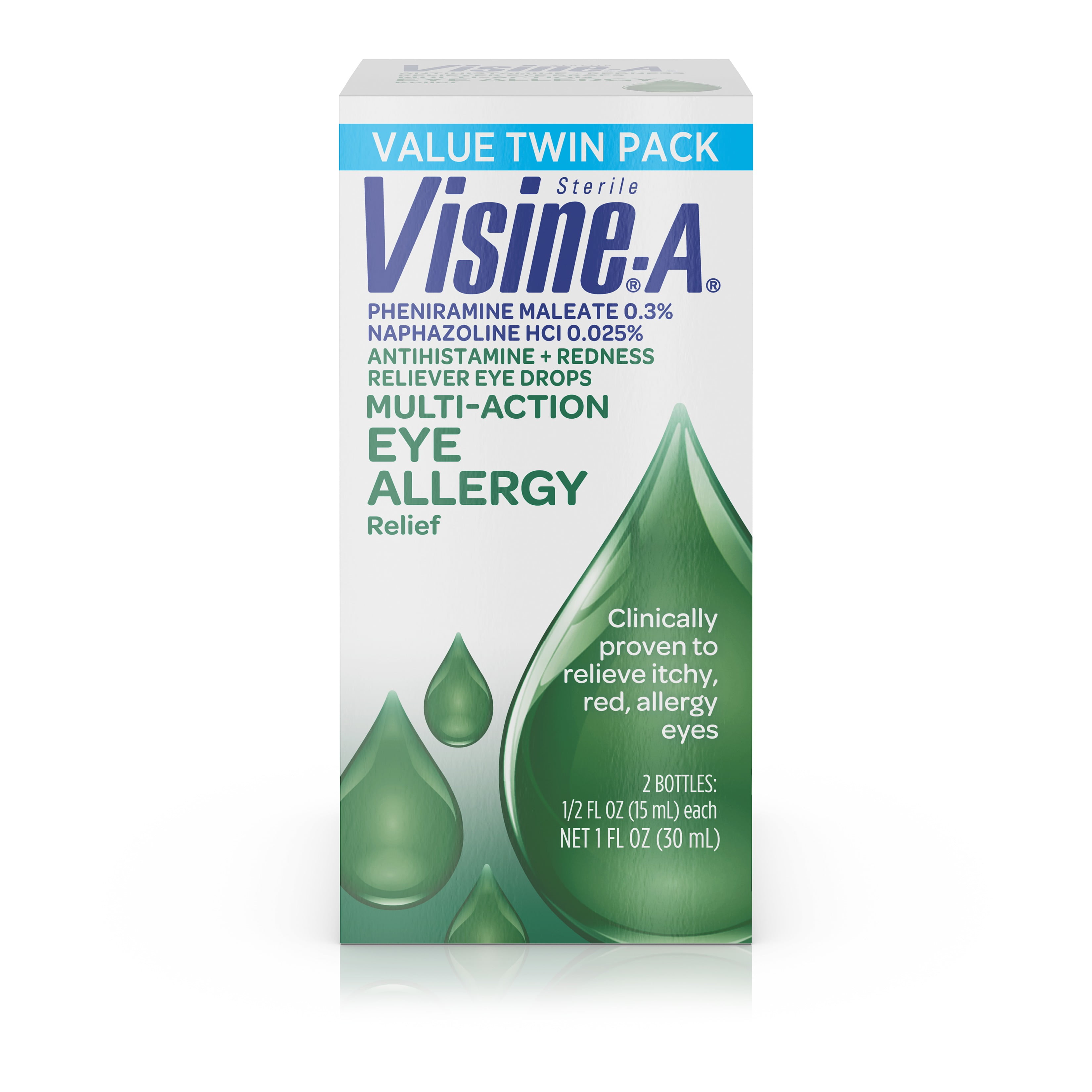 Visine-A Multi-Action Eye Allergy Relief Eye Drops, 0.5 Fl. Oz, 2 Pack ...