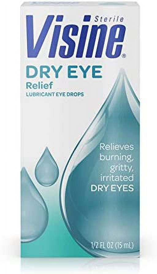 Visine Dry Eye Relief Lubricant Eye Drops for Irritated & Dry Eyes, 0.5 ...