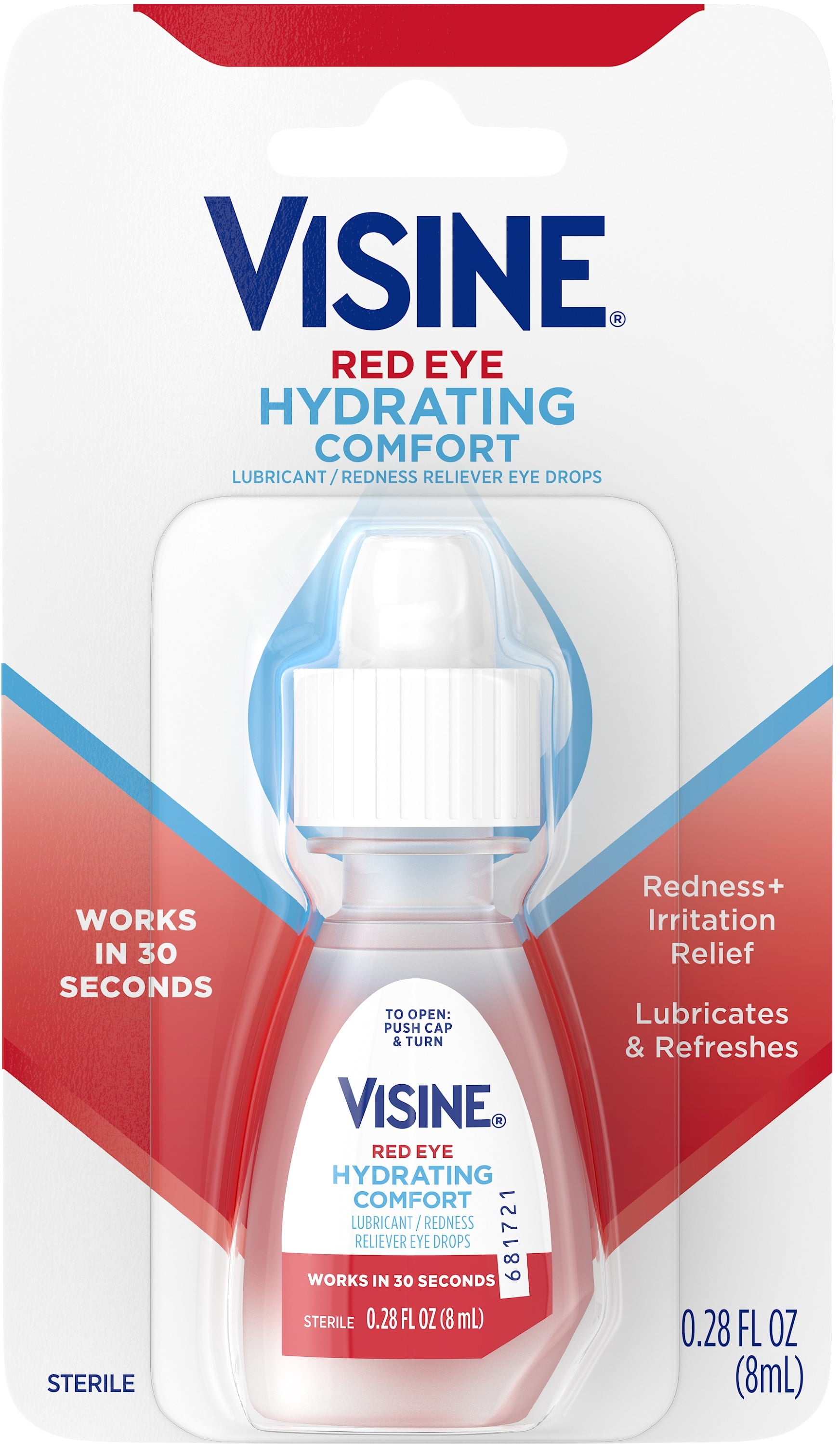 Visine Red Eye Hydrating Comfort Relief Lubricating Eye Drops for Tired ...