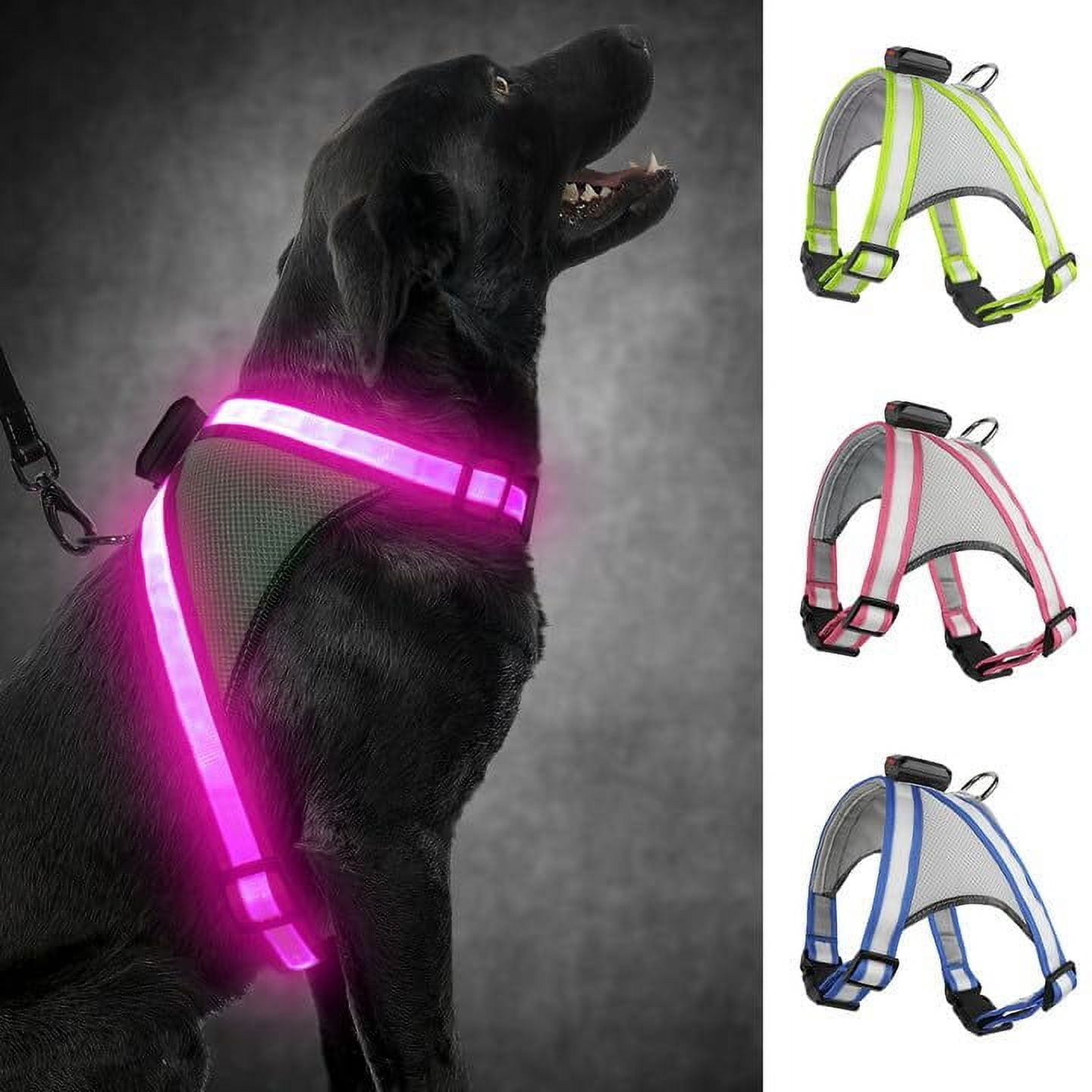 Visinite LED Dog Harness, YPF5 USB Rechargeable Light Up Dog Harness ...