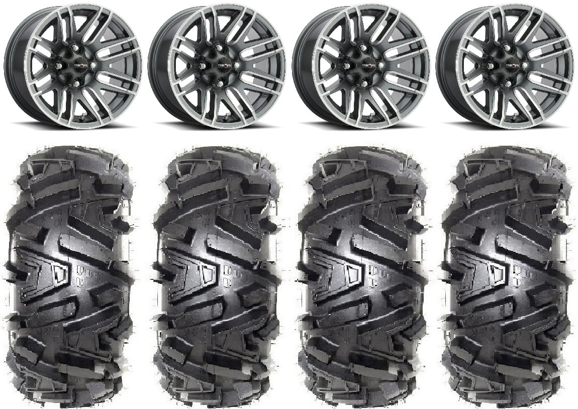 Vision Assault Gunmetal 14" Wheels 27" Moto MTC Tires Can-Am Maverick ...