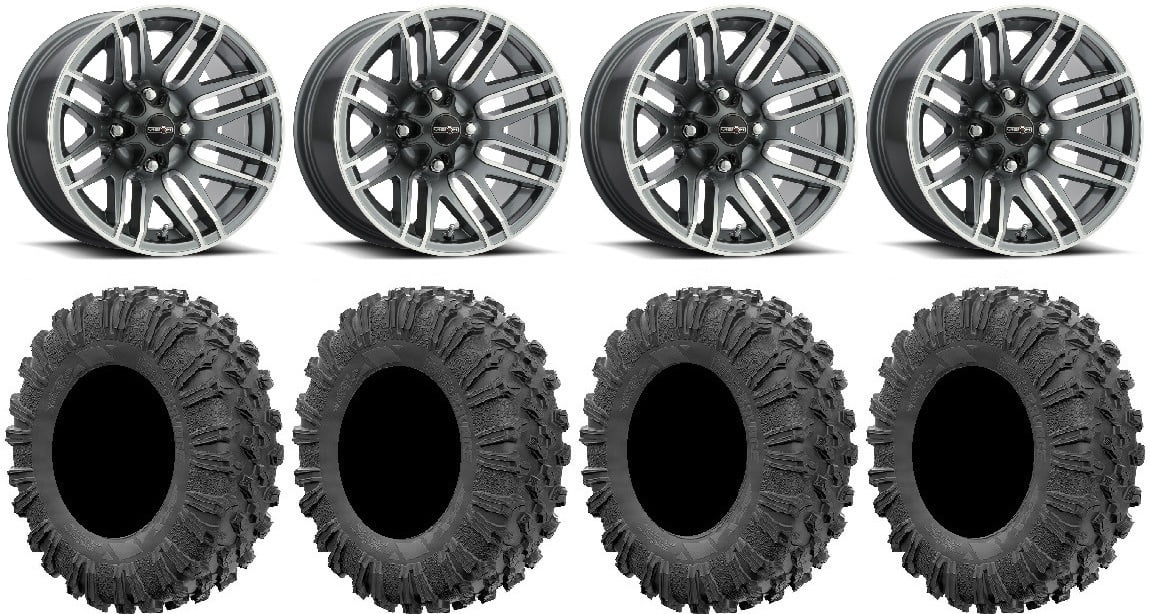 Vision Assault Gunmetal 14" Wheels 32" MotoRavage Tires Kawasaki Teryx ...