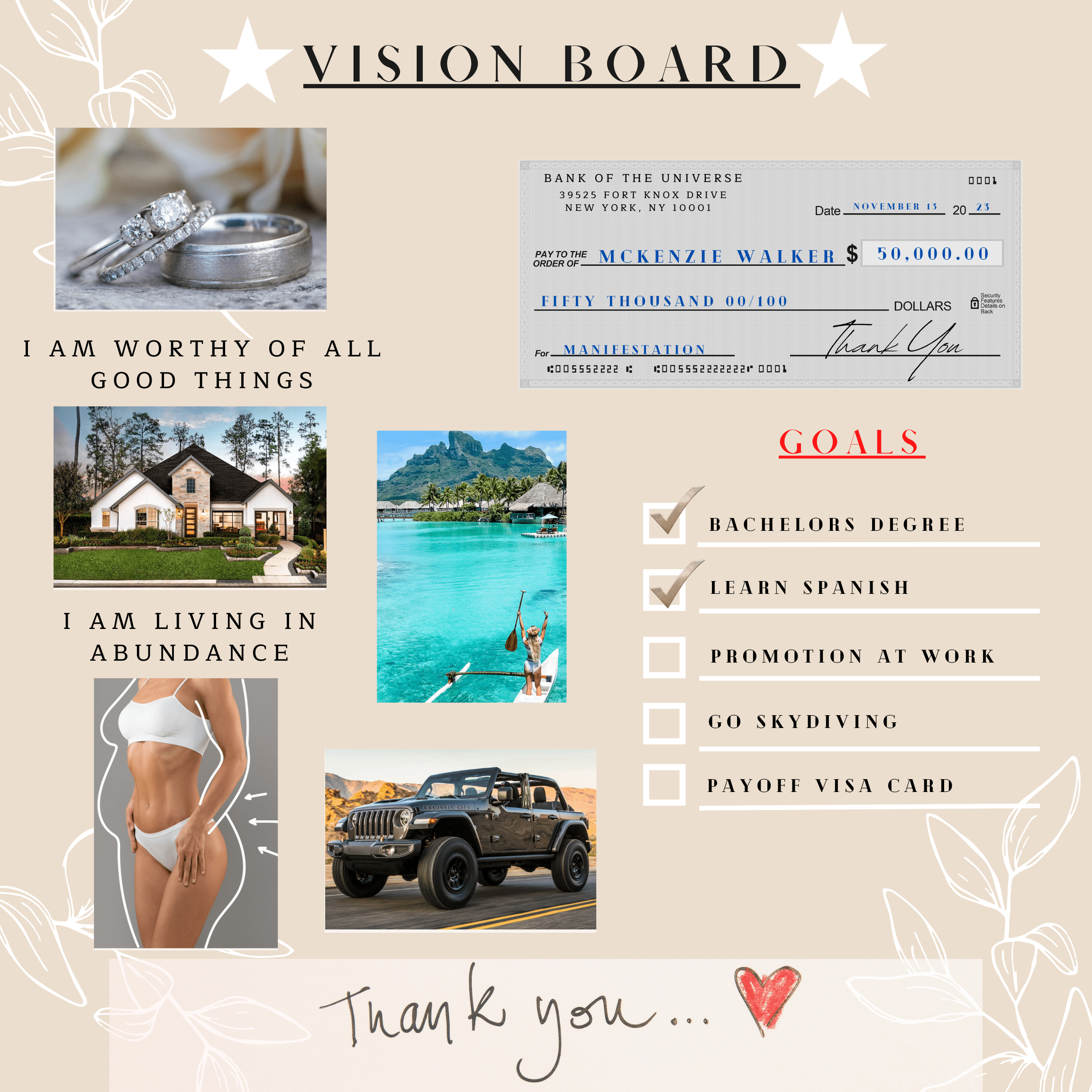 Vision Board Poster - Manifestation Board Dream Board Law of Attraction ...