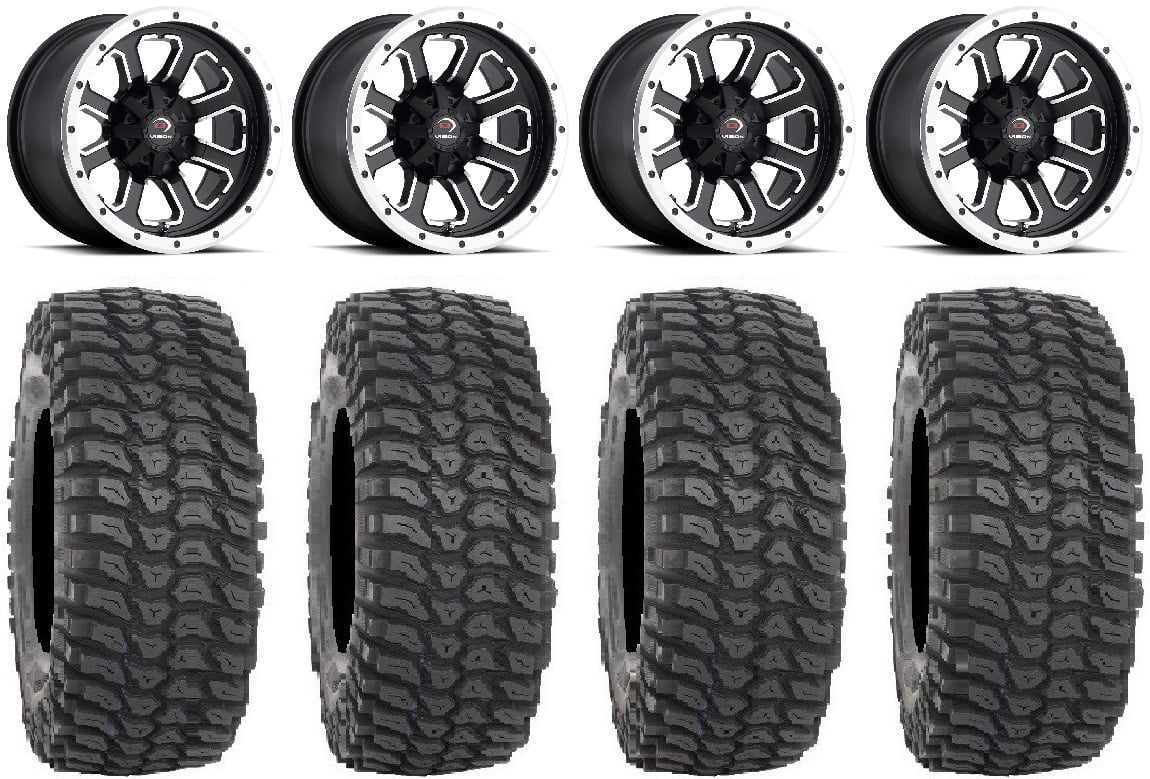 Vision Commander Black 14" Wheels 28" XCR350 Tires Can-Am Maverick X3 ...
