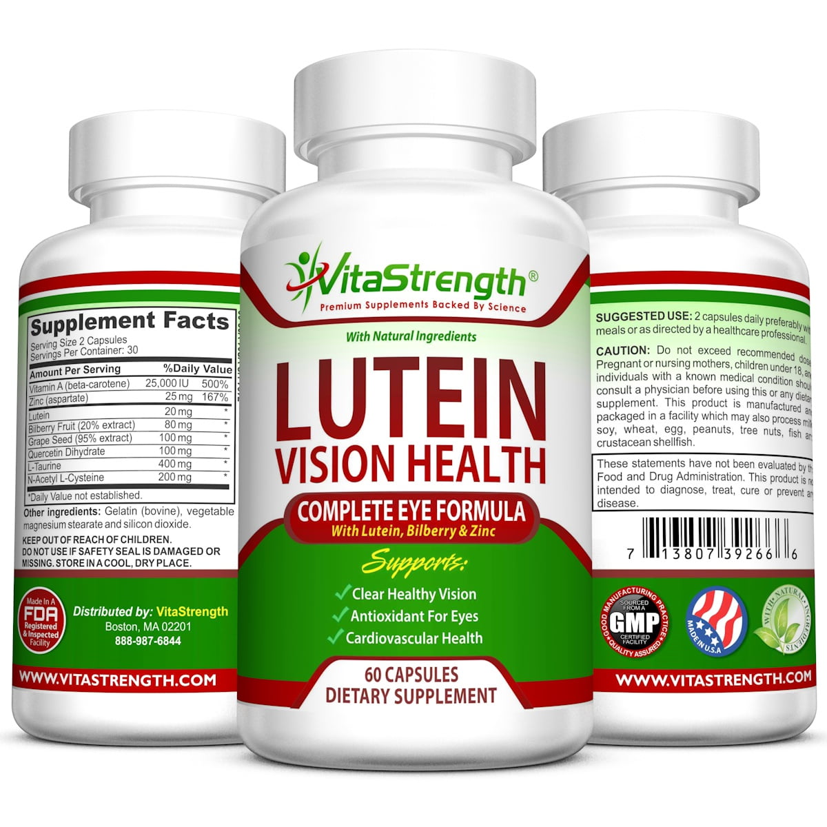 Eye Health Vitamins with Lutein, Bilberry - Vision Support - 60 ...