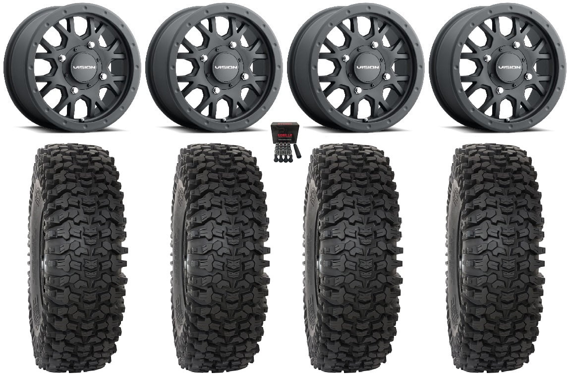 Vision Invader 14" Wheels Black 28" RC500 Tires Honda Pioneer - Walmart.com