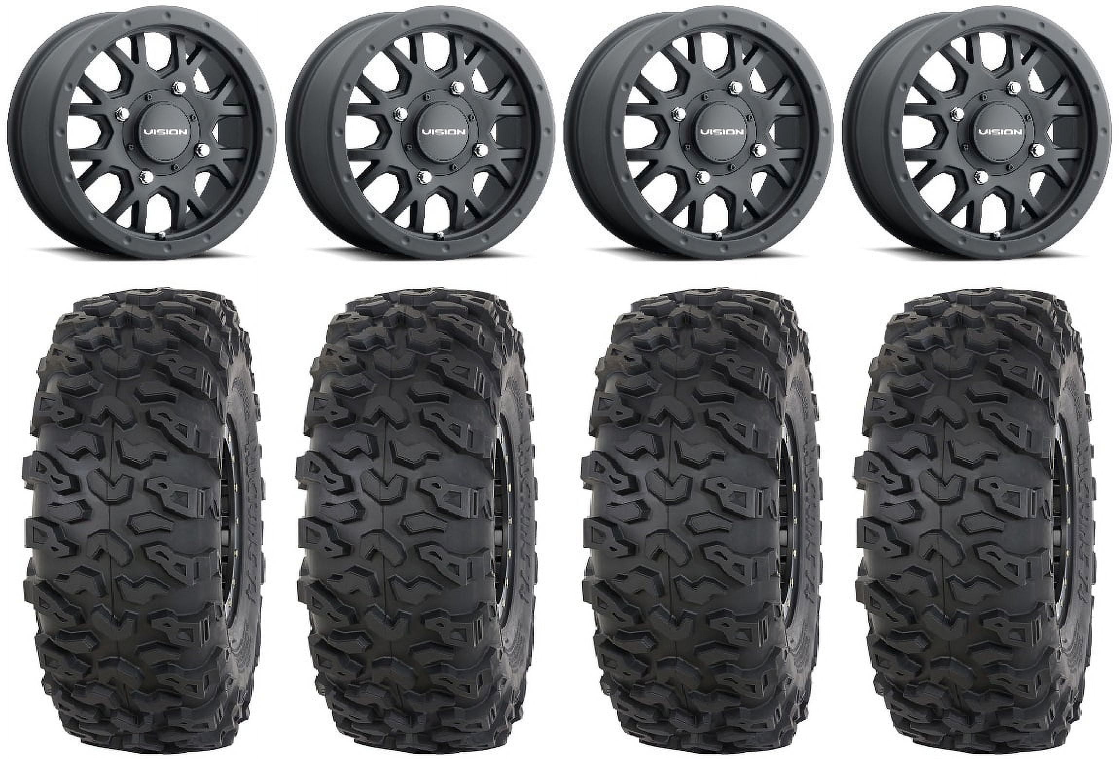 Vision Invader 14" Wheels Black 28" Roctane T4 Tires Sportsman RZR ...